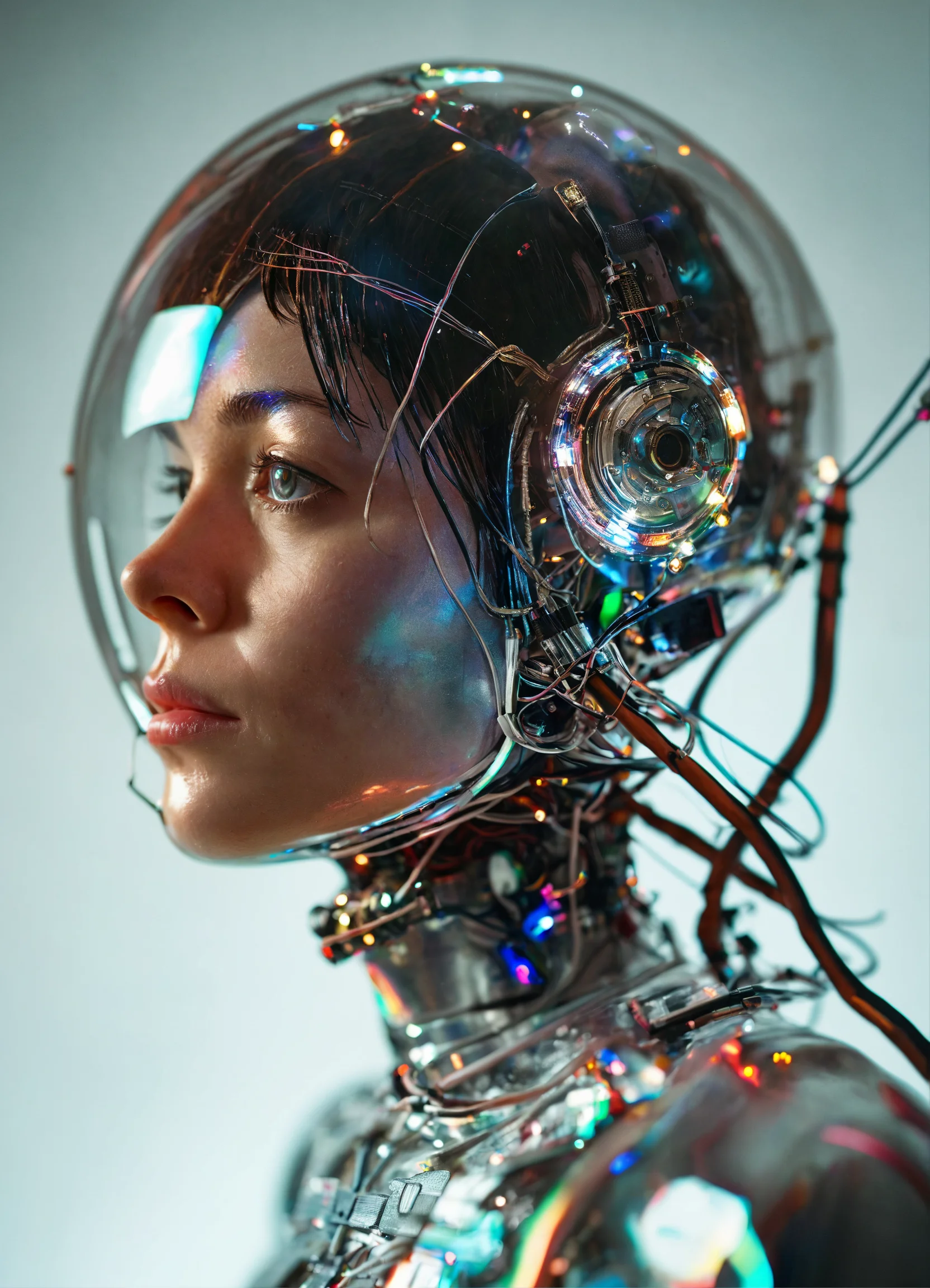 Lexica - Portrait photography, a cyborg astronaut woman head without ...