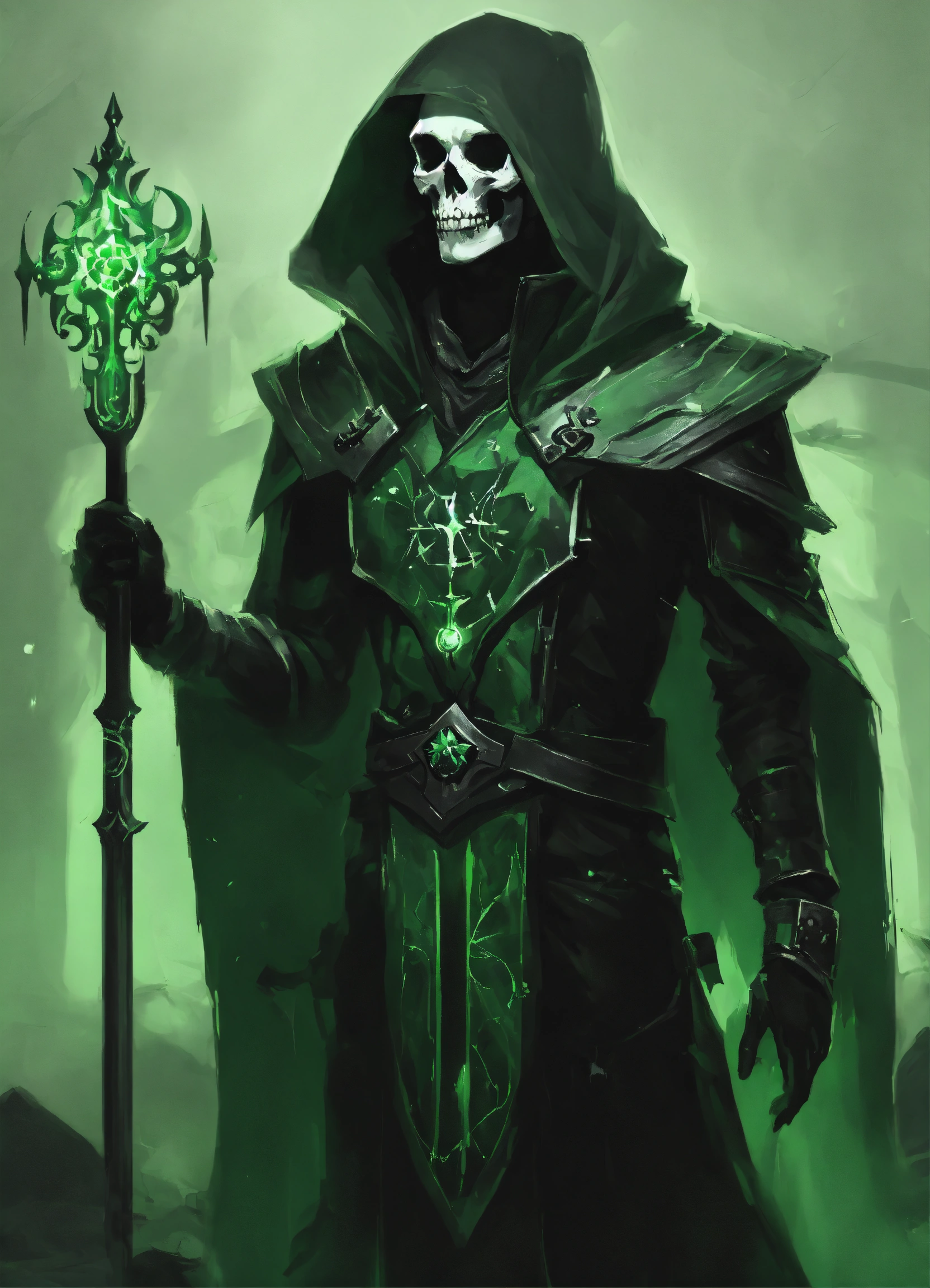 Lexica - Necromancer, green, black, white, minimalist