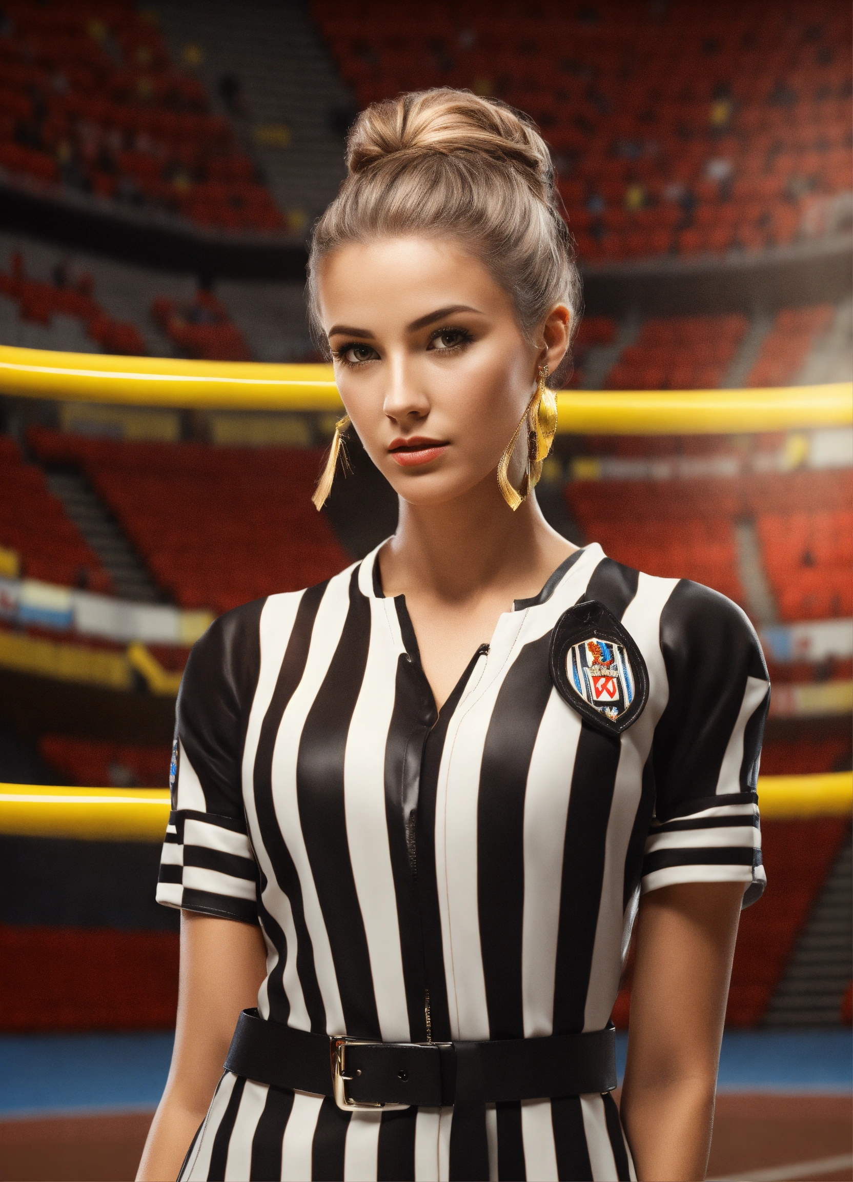 Lexica - The referee lady in the arena look at me 3D art