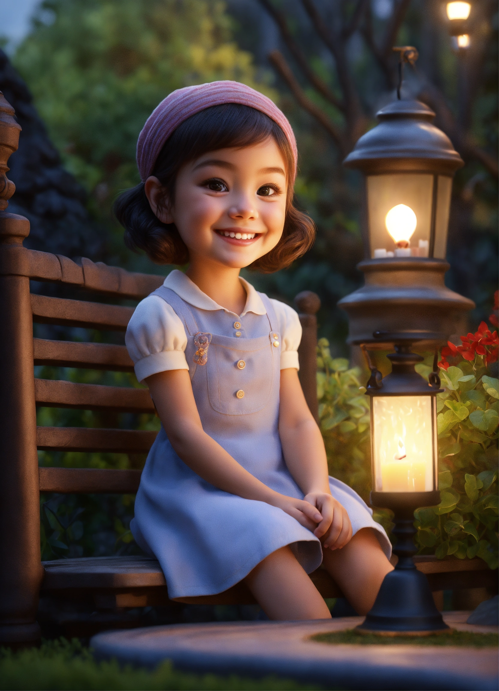 Lexica - Cute adorable tiny girl smiling greeting me, unreal engine, she is seated, outdoor ...