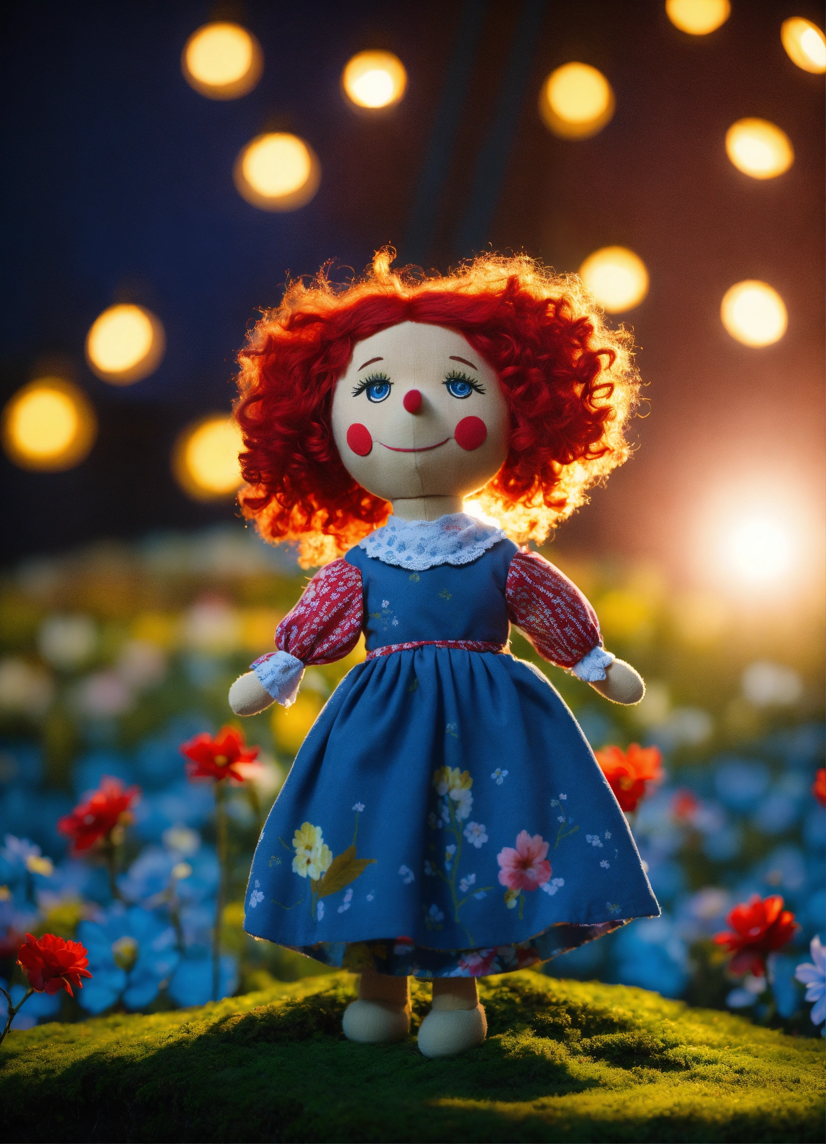 Lexica - One realistic wooden puppets, a red-haired girl, happy ...