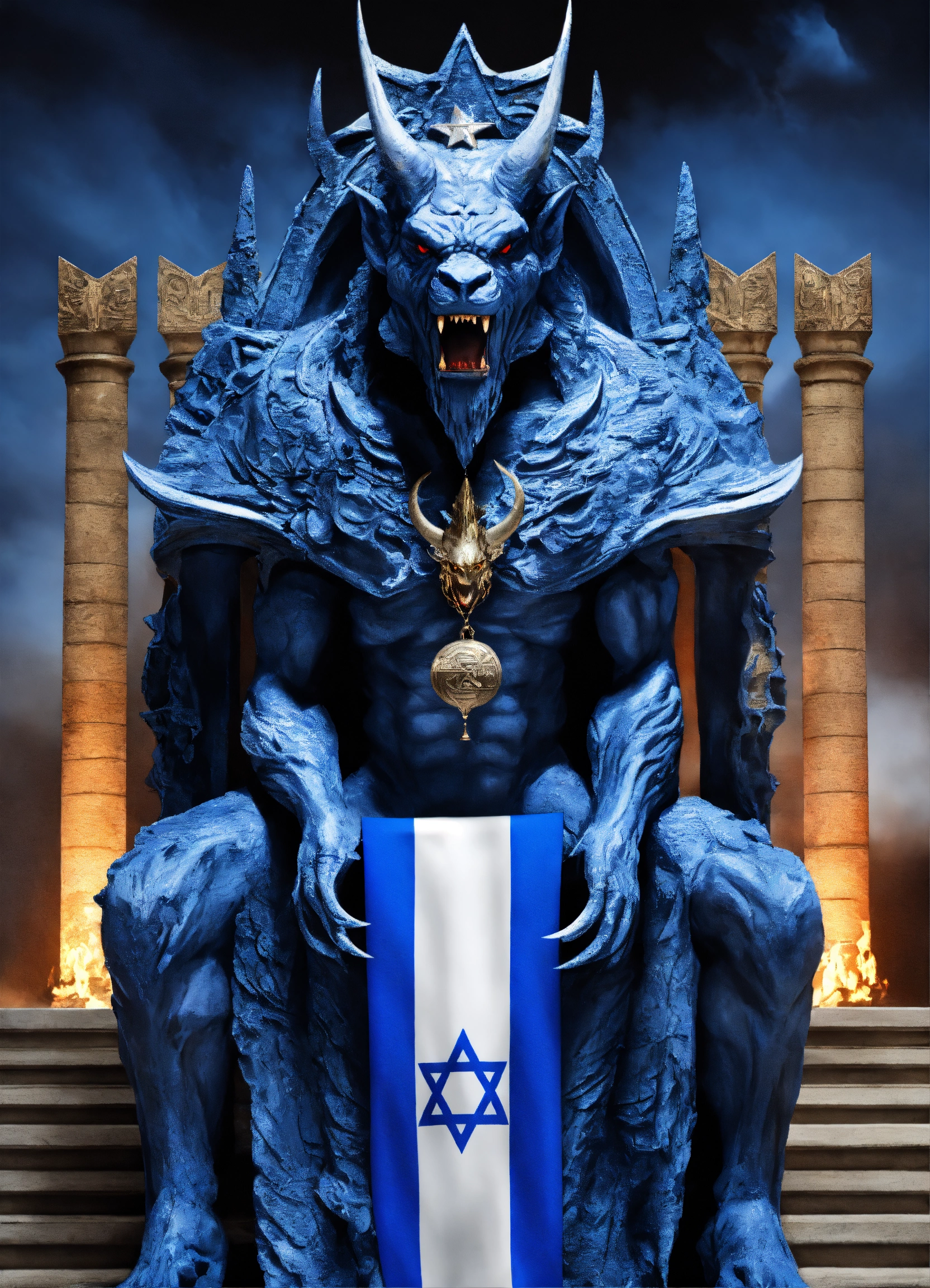 Lexica - Evil demonic Israel demon with an Israeli flag beast with an ...