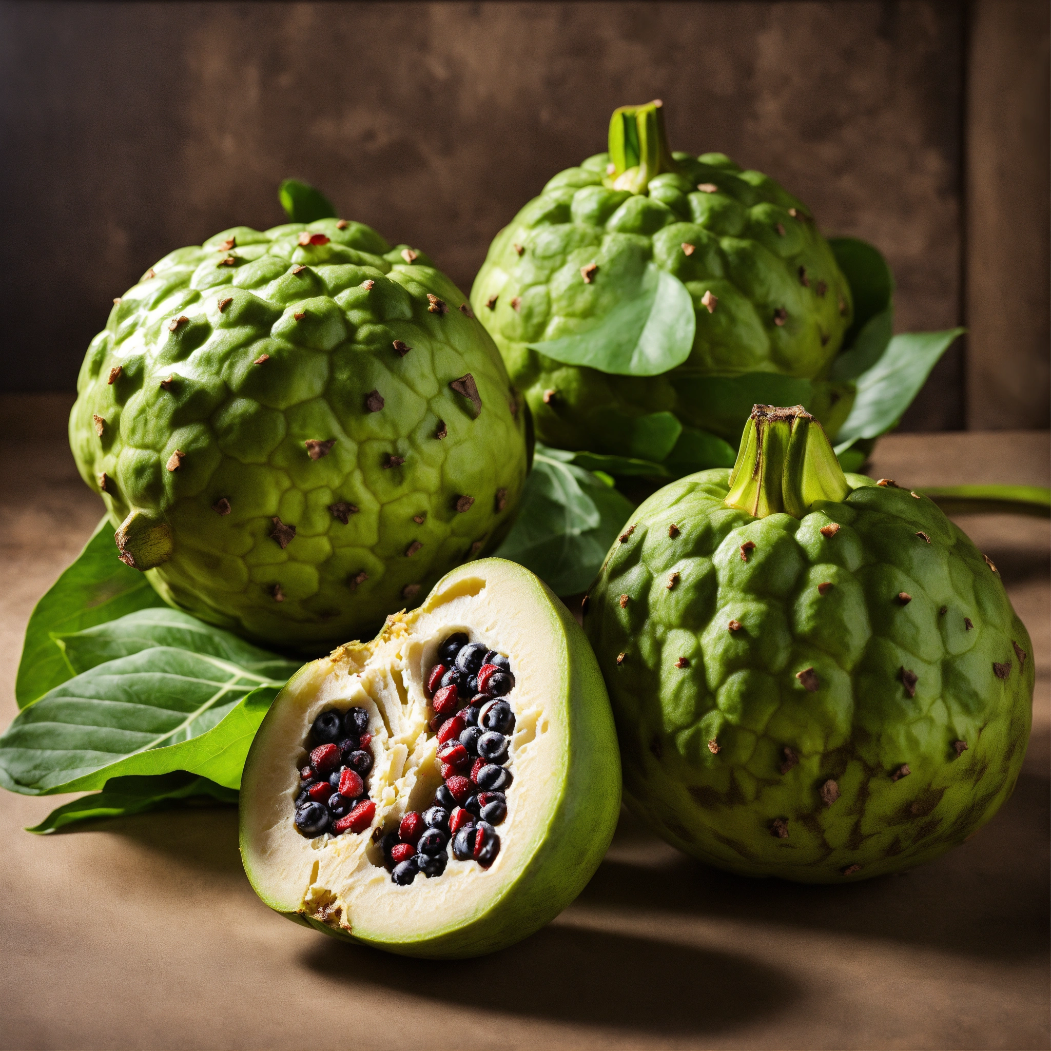 Lexica - Ripe cherimoya fruit in photo studio