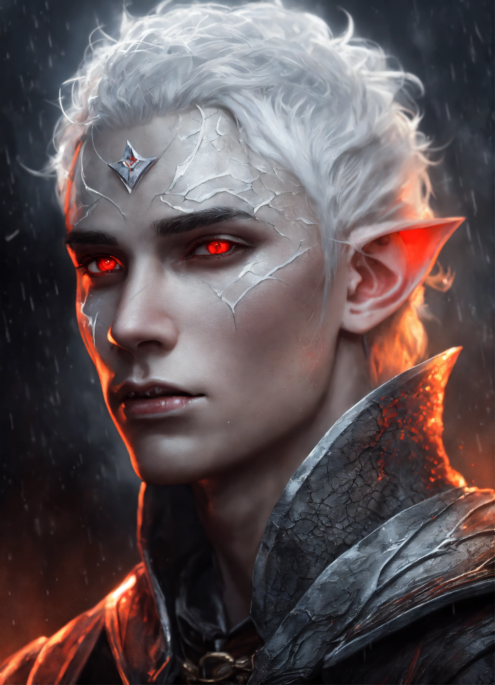 Lexica - Fantasy portrait of a ash-grey skinned elf, masculine ...
