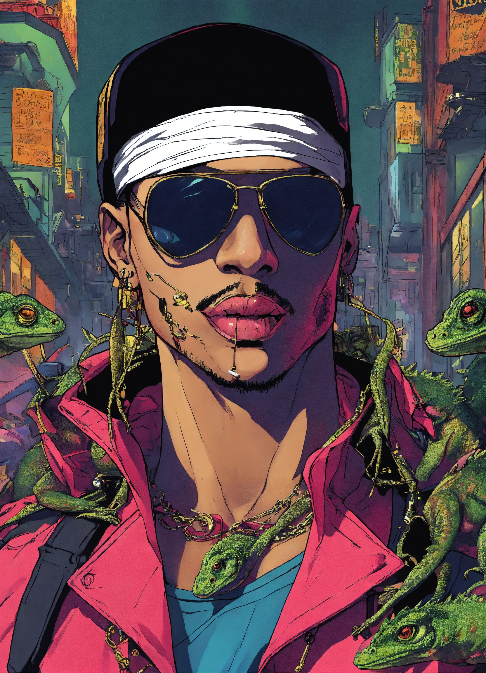 Lexica - A crazy gangster rap, heavy metal mix music style, chameleon ...