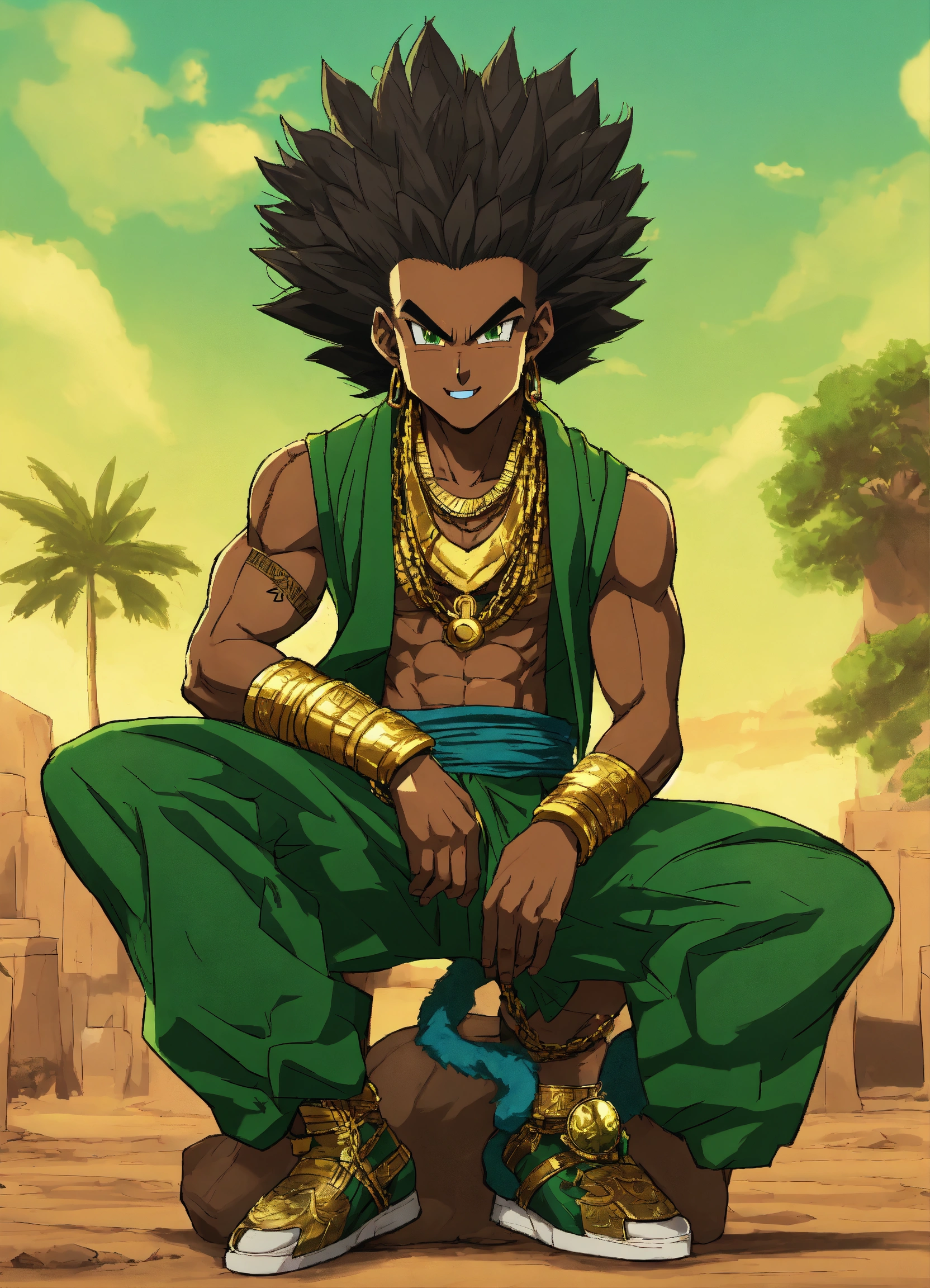 Lexica - African dragon ball z anime styled character, athletic build ...