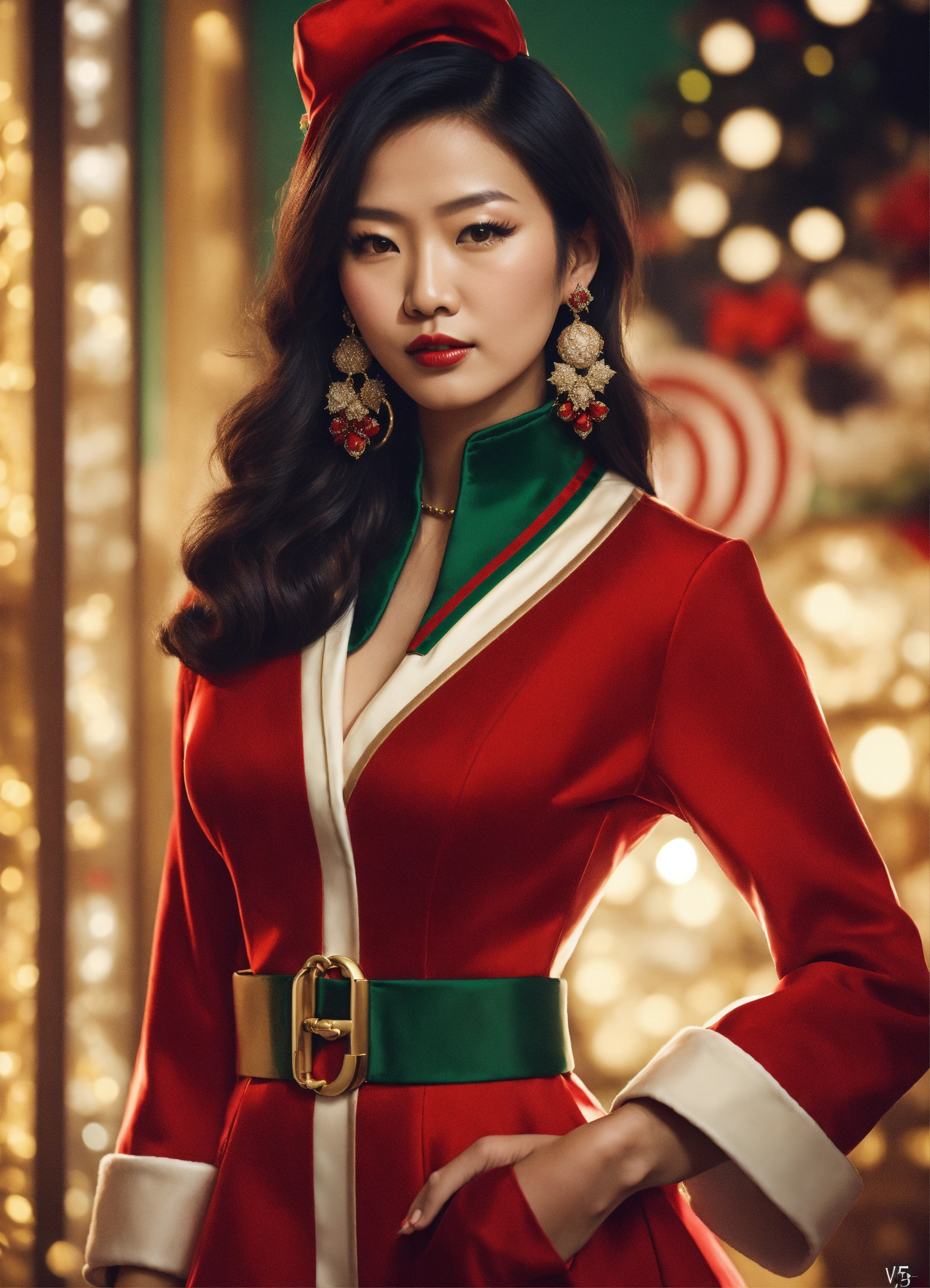 Lexica - A extremely beautiful modern Asian Mrs. Santa Claus, in a ...