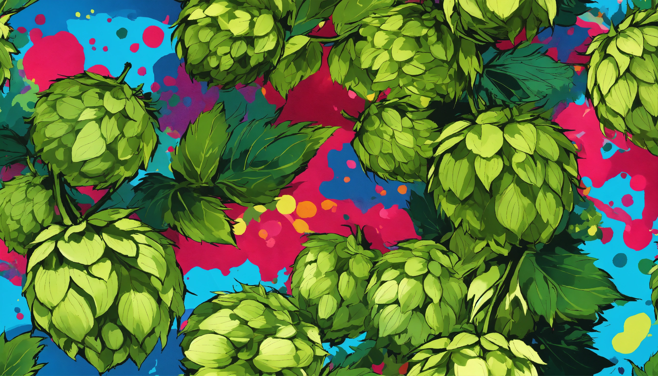 Lexica - Composition of bunches of hops with an explosion of colored ...