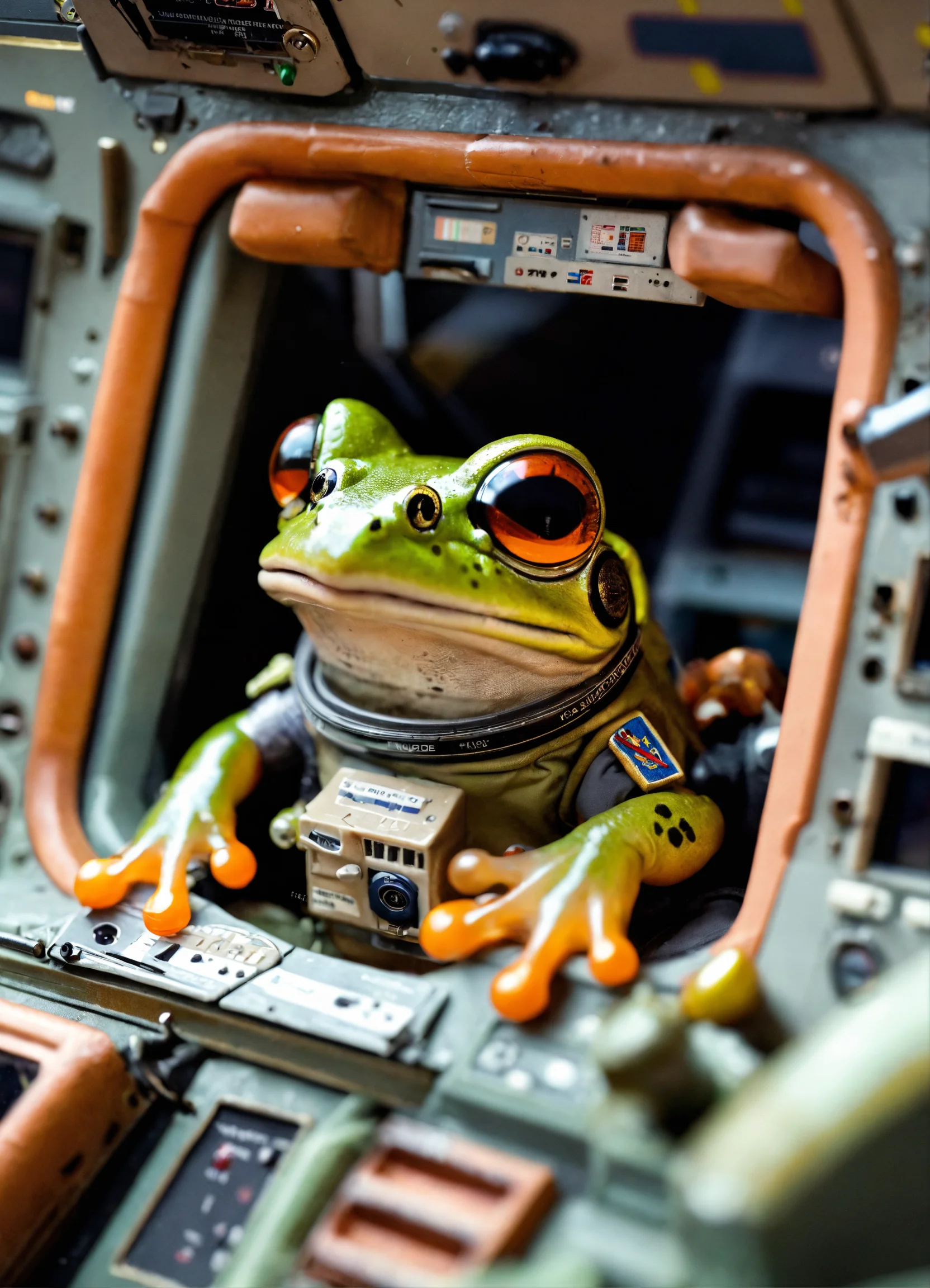 Lexica - A cute and tiny frog commander inside the Space Shuttle's ...