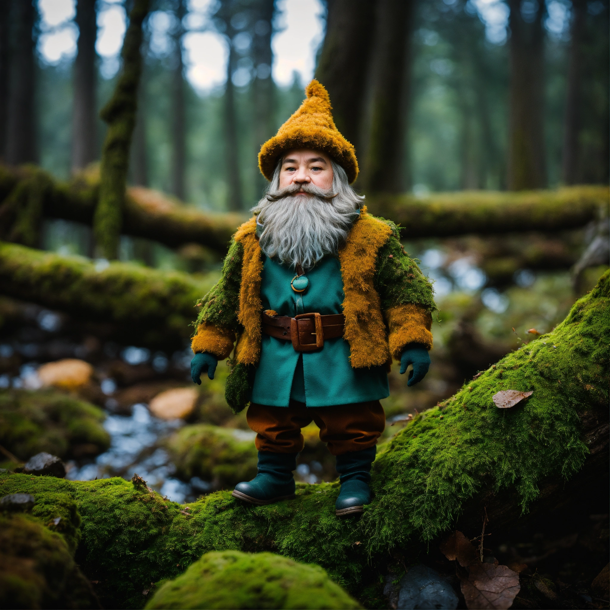 Lexica - A realistic dwarf among the trees, forest lake, moss, cold ...