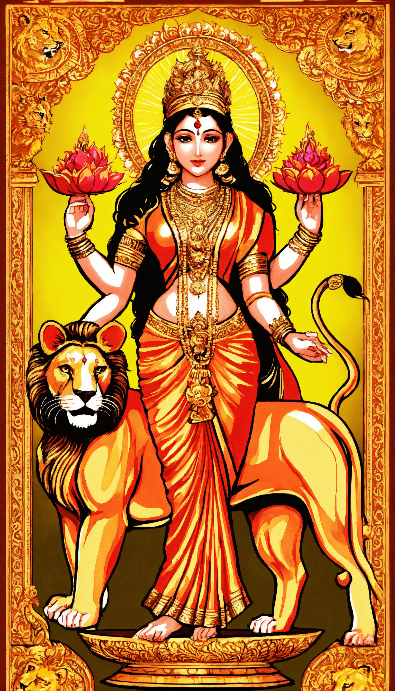 Lexica - Goddess Lakshmi with lion
