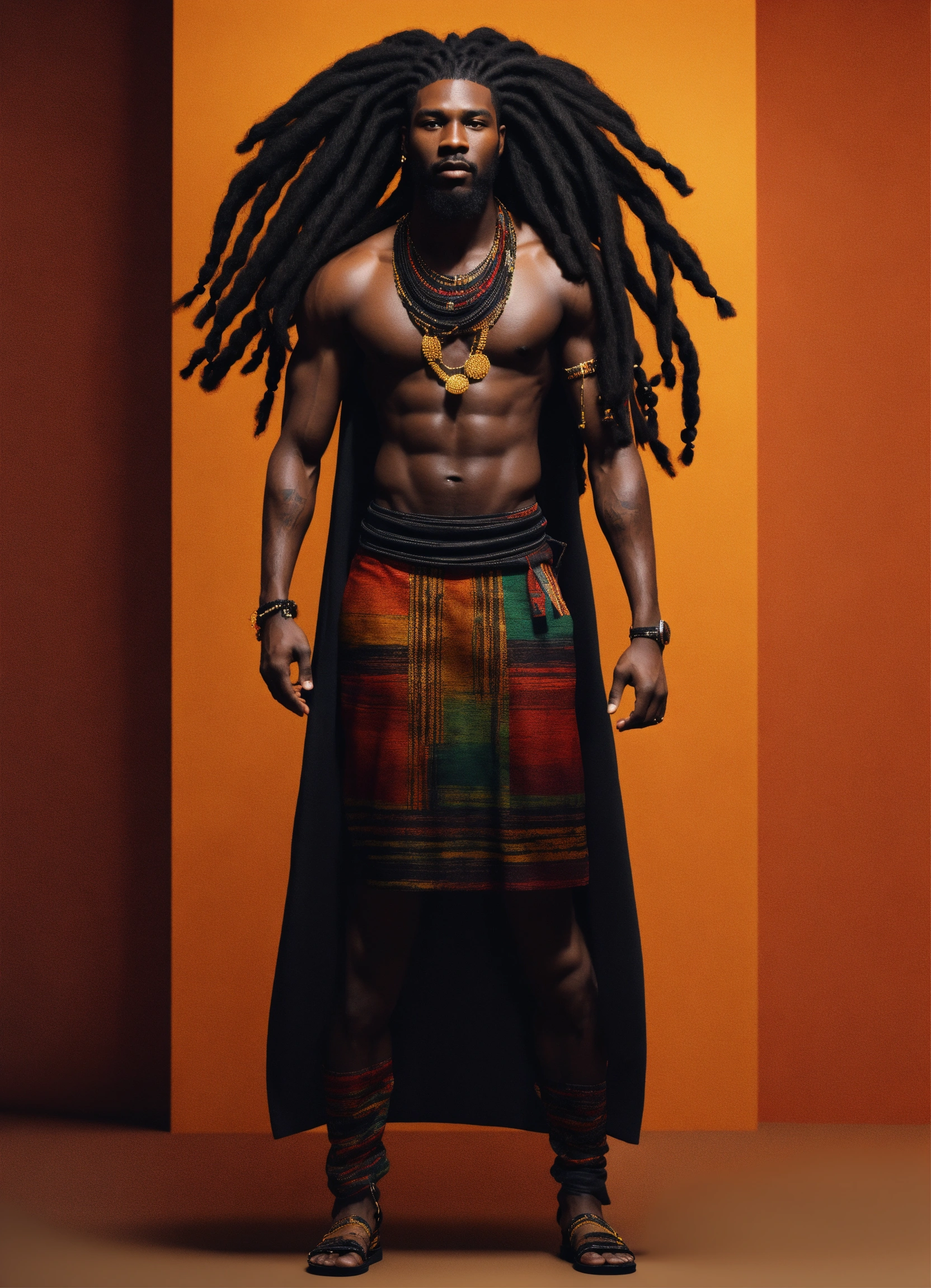 Lexica - 3d render of a Black man with long flowing dreadlocks, 6'5 ...