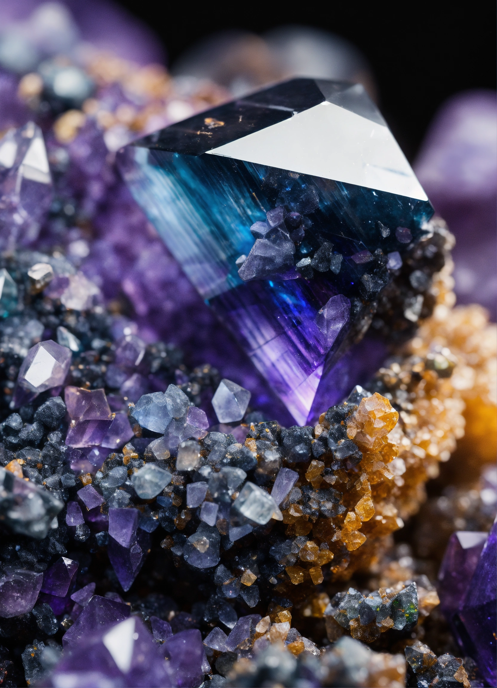Lexica - A close-up view of a Merlinite crystal in 4k ultra hd