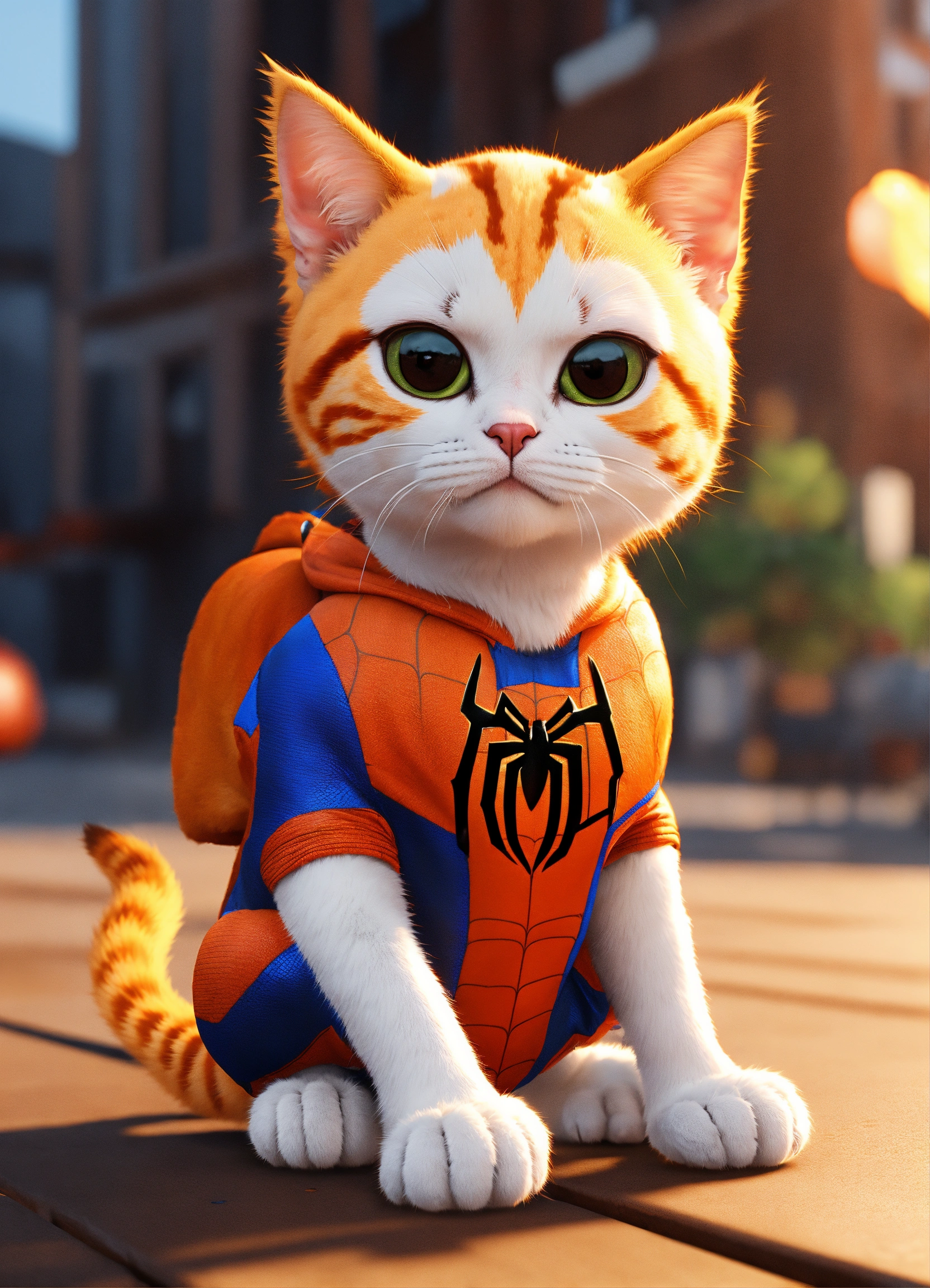 Lexica - Spiderman but orange cute cat, unreal engine render, 8k