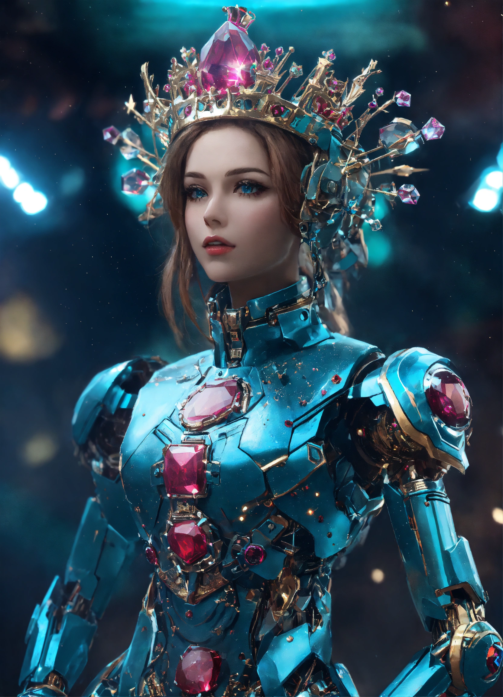 Lexica - Beautiful girl standing in full height - humanoid robot, crown on her head - sci-fi ...