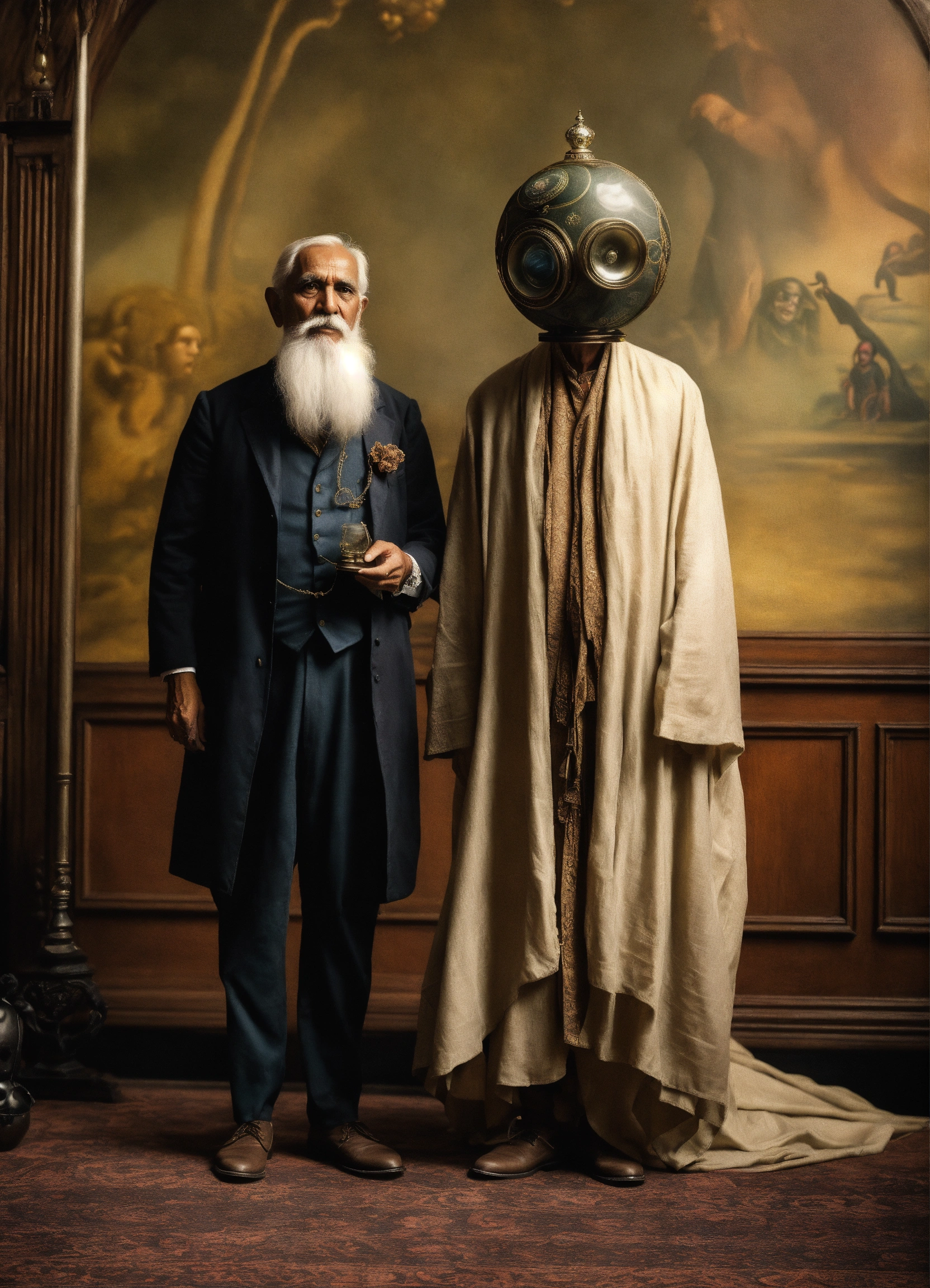 Lexica - Old man wearing hindu fakir, with a turbant, standing next to ...