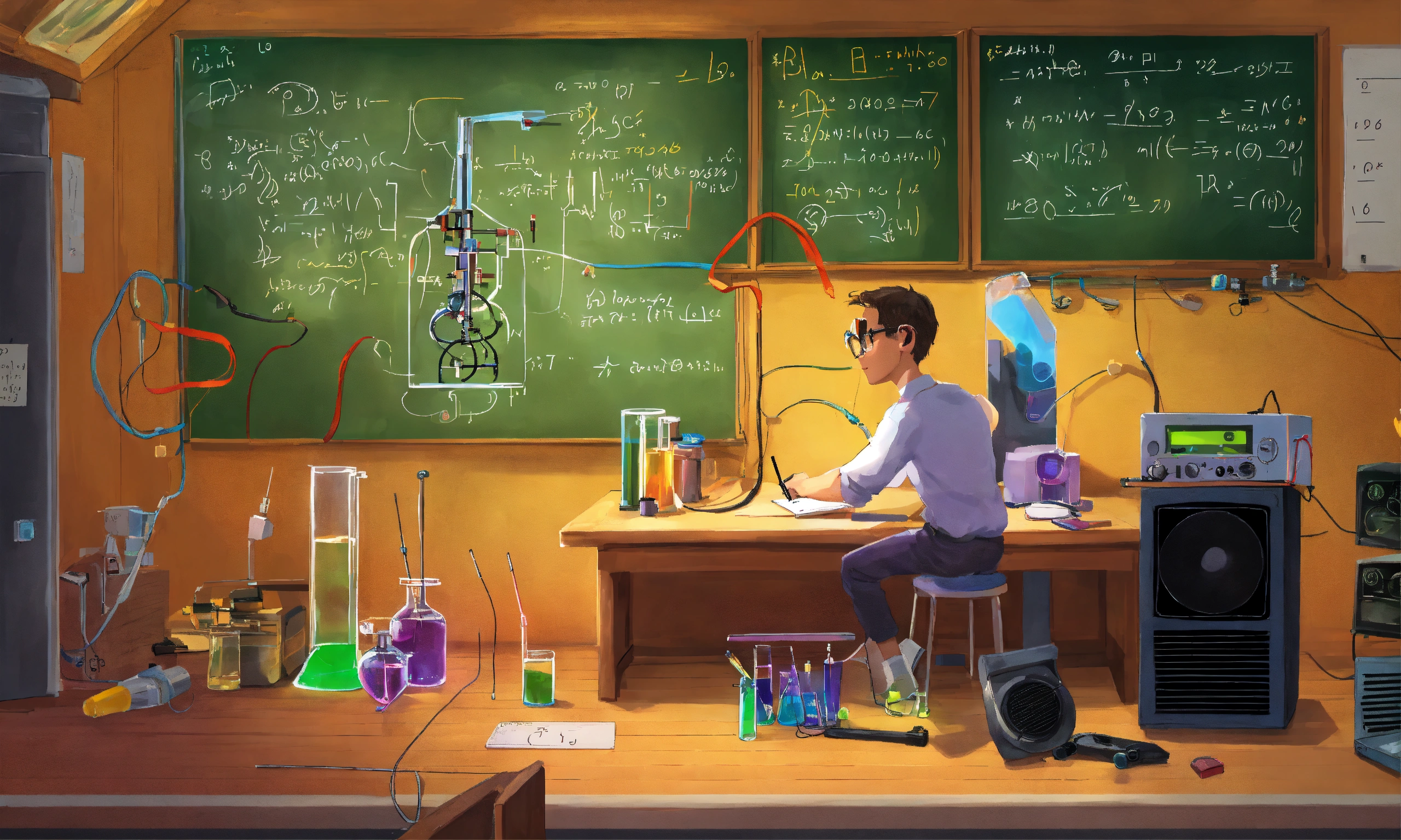 Lexica - Illustrate a makeshift lab with a scientist experimenting with ...