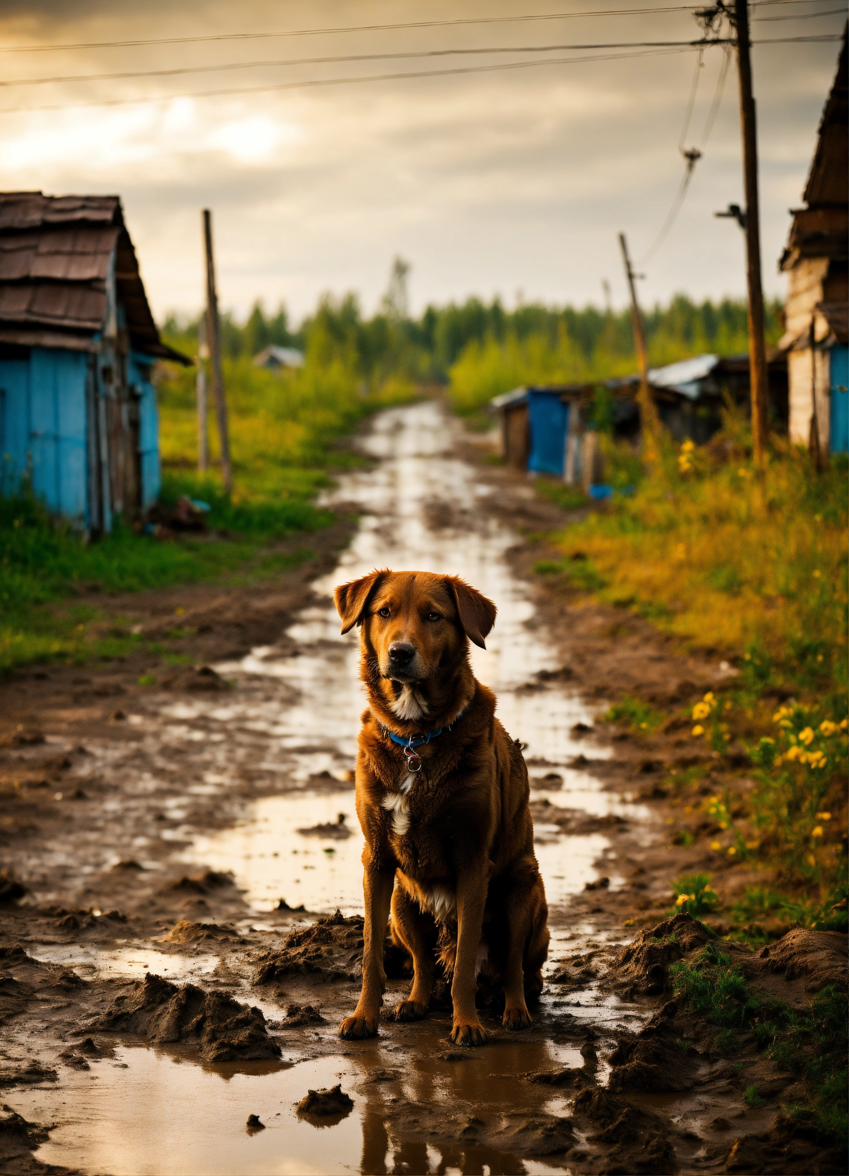 Lexica - Poverty, russia, mud, lonely dog, russian country, village