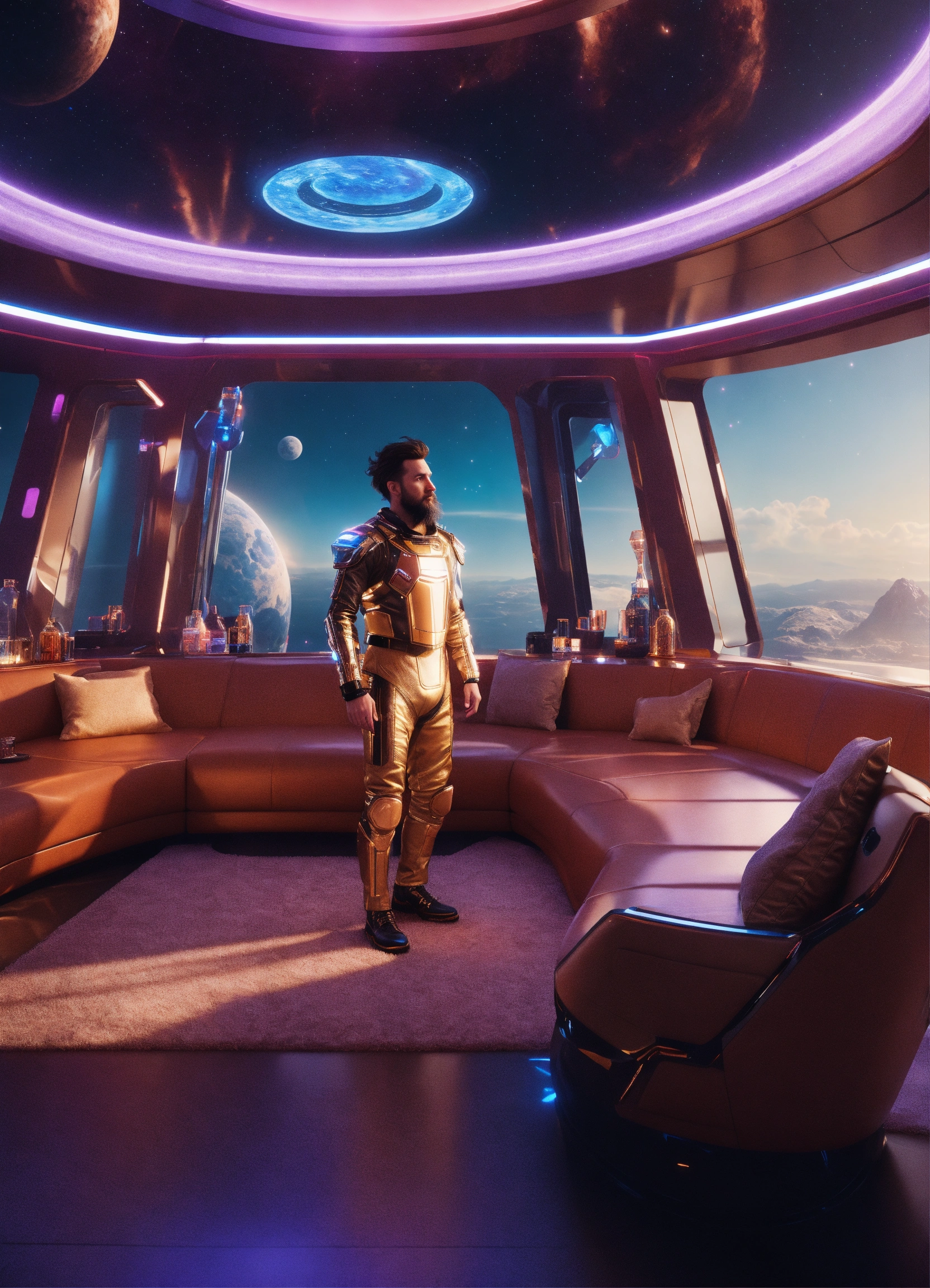 Lexica - 45 year old masculine man with trim beard in futuristic ...