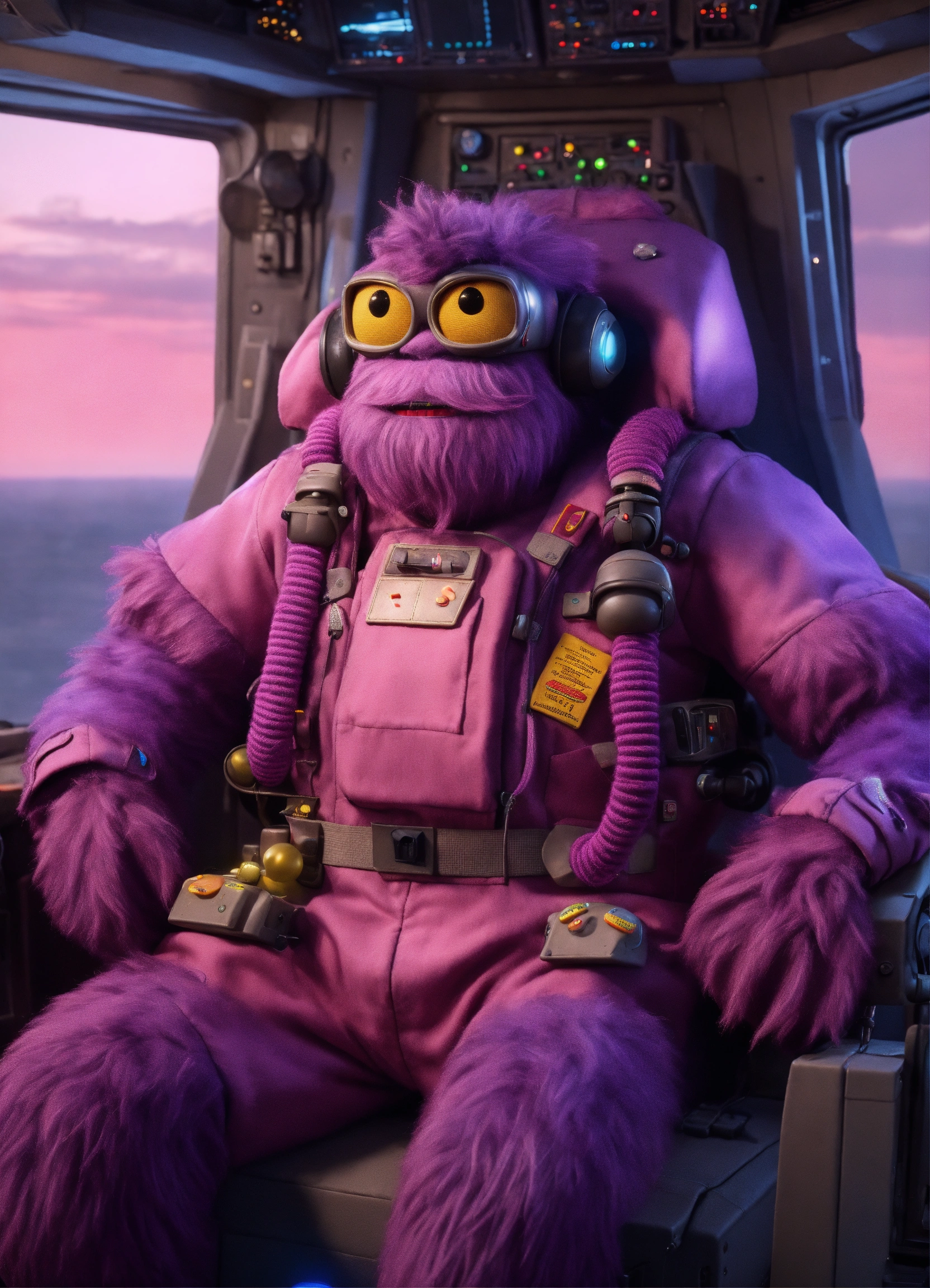 Lexica - Oversized huge 1000 lb pink and purple hairy grimace faced ...