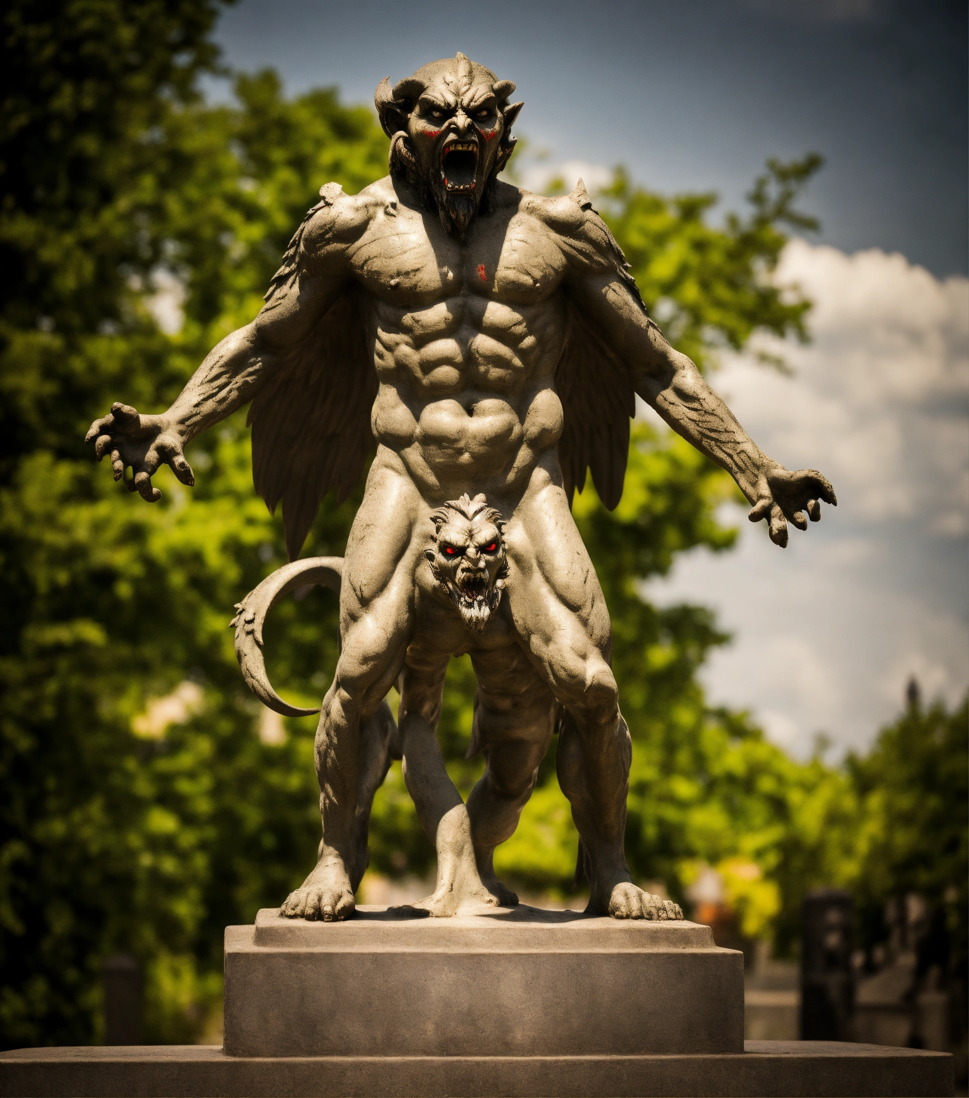 Lexica - Very angry Pazuzu demon statue very scary photography