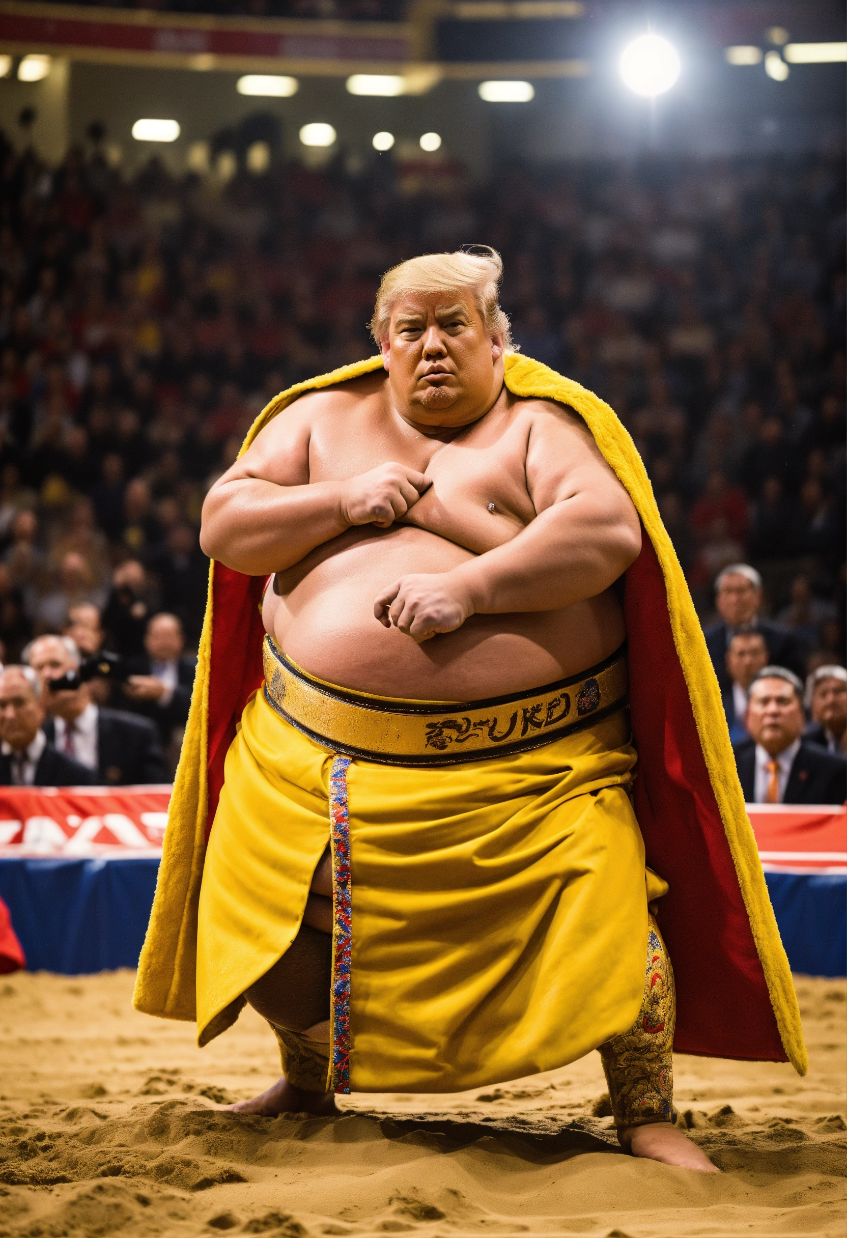 Lexica - Sumo wrestler Donald Trump in the arena, sports action shot ...