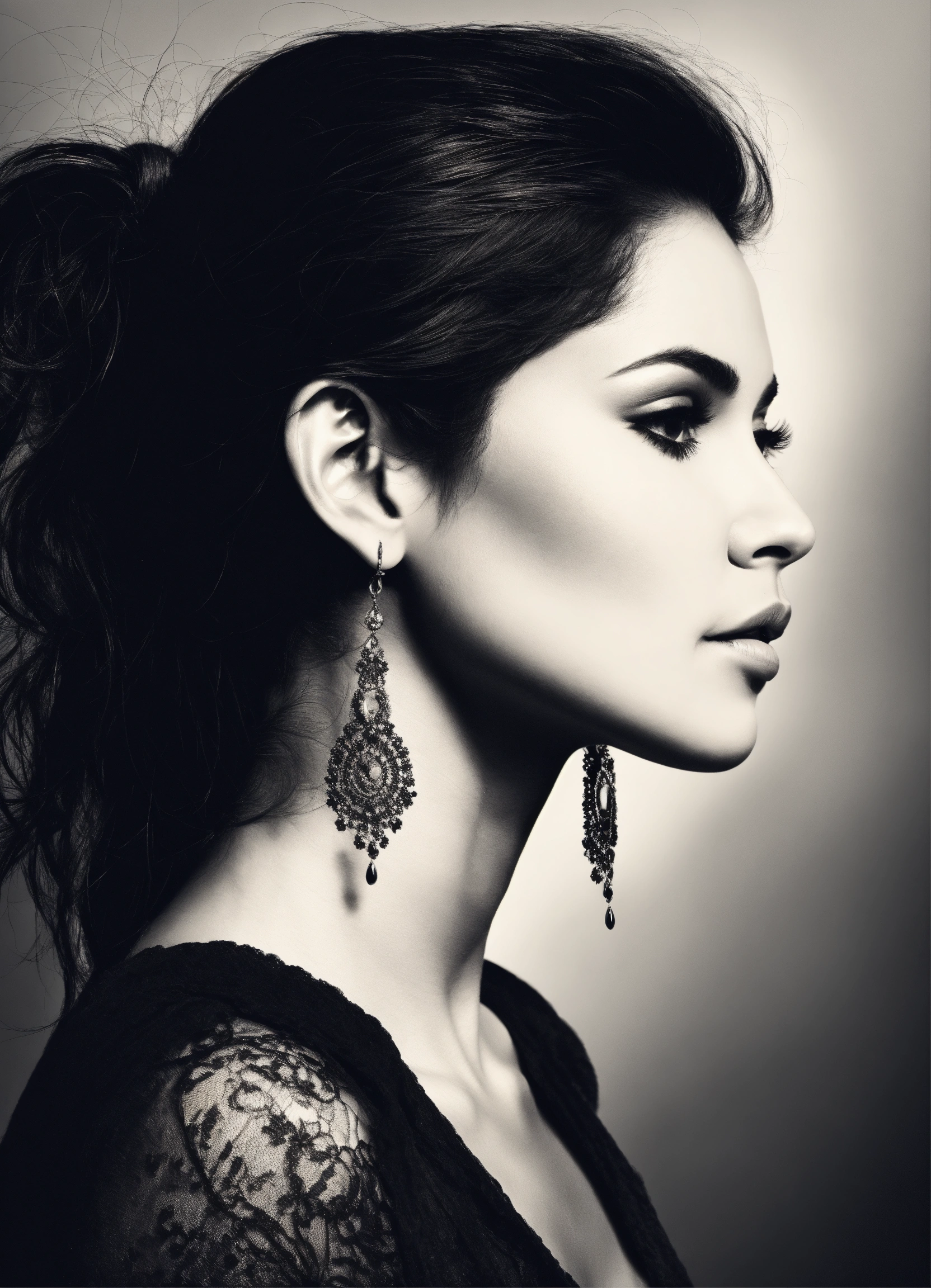 Lexica - Beautiful Hispanic woman face, side profile, high contrast ...