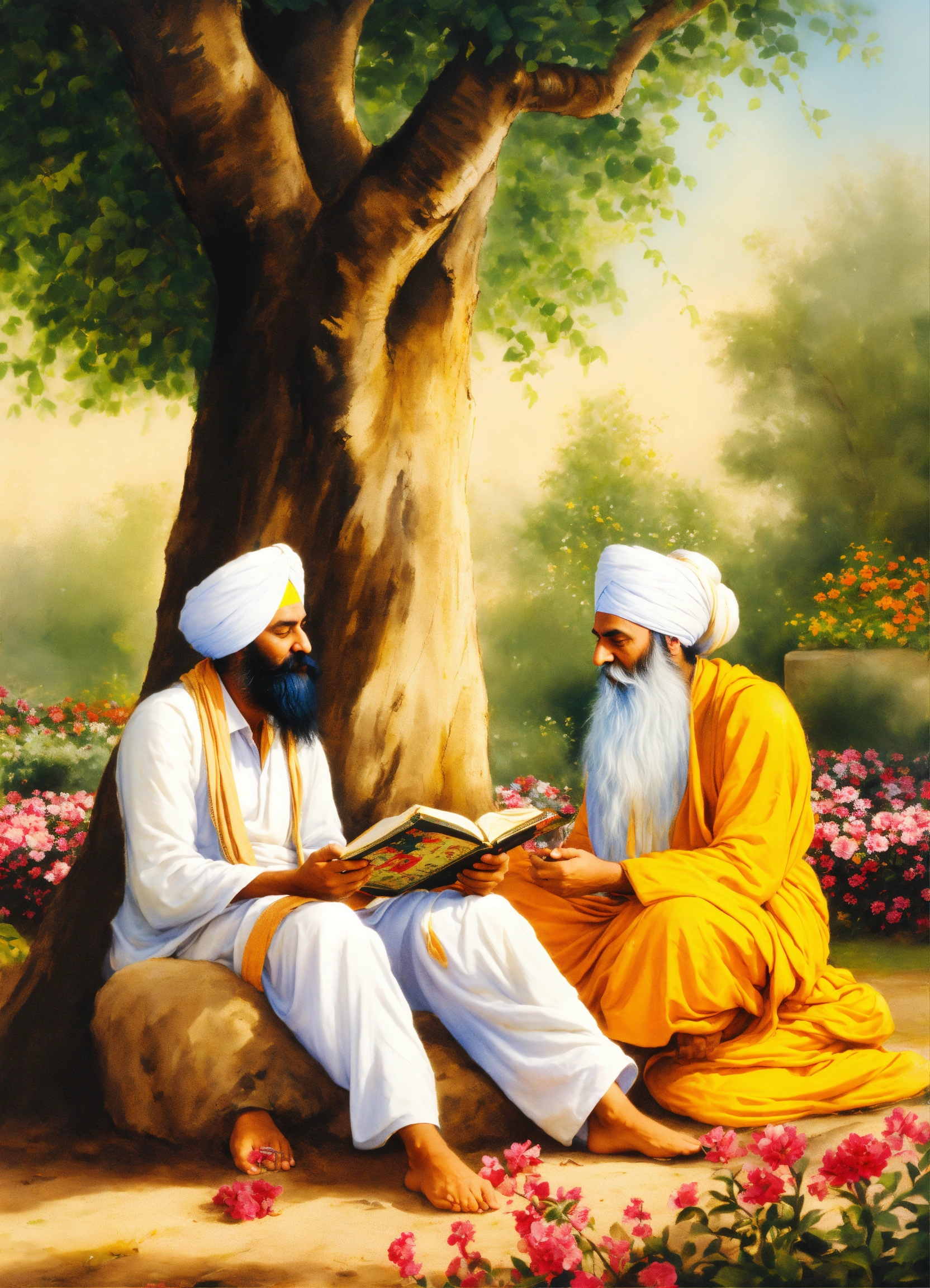 Lexica - Sikh guru guru nanak dev ji,with gursikh man & woman s itting ...