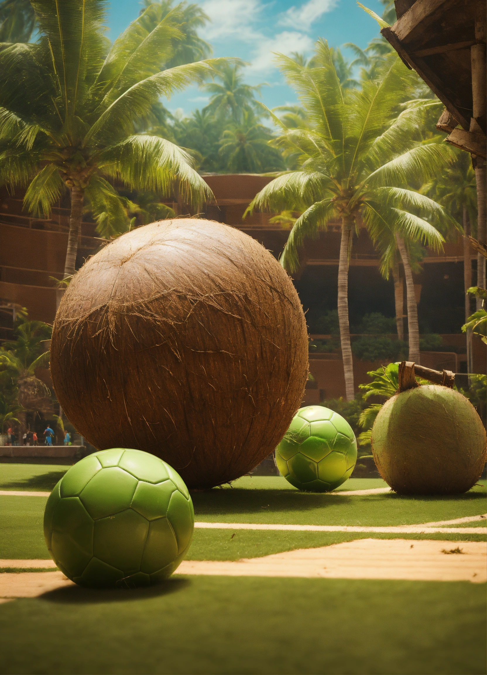 Lexica - A coconut with another coconut on it and another coconut on it and a soccer field on it ...