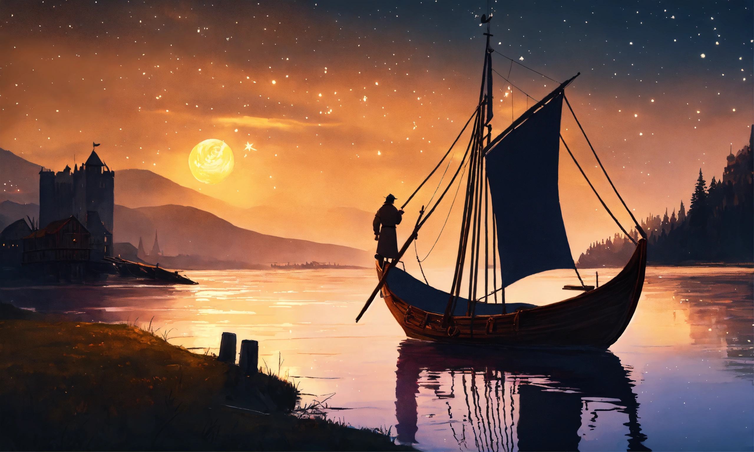 Lexica - Scandinavian boat builder in medieval times during the night ...