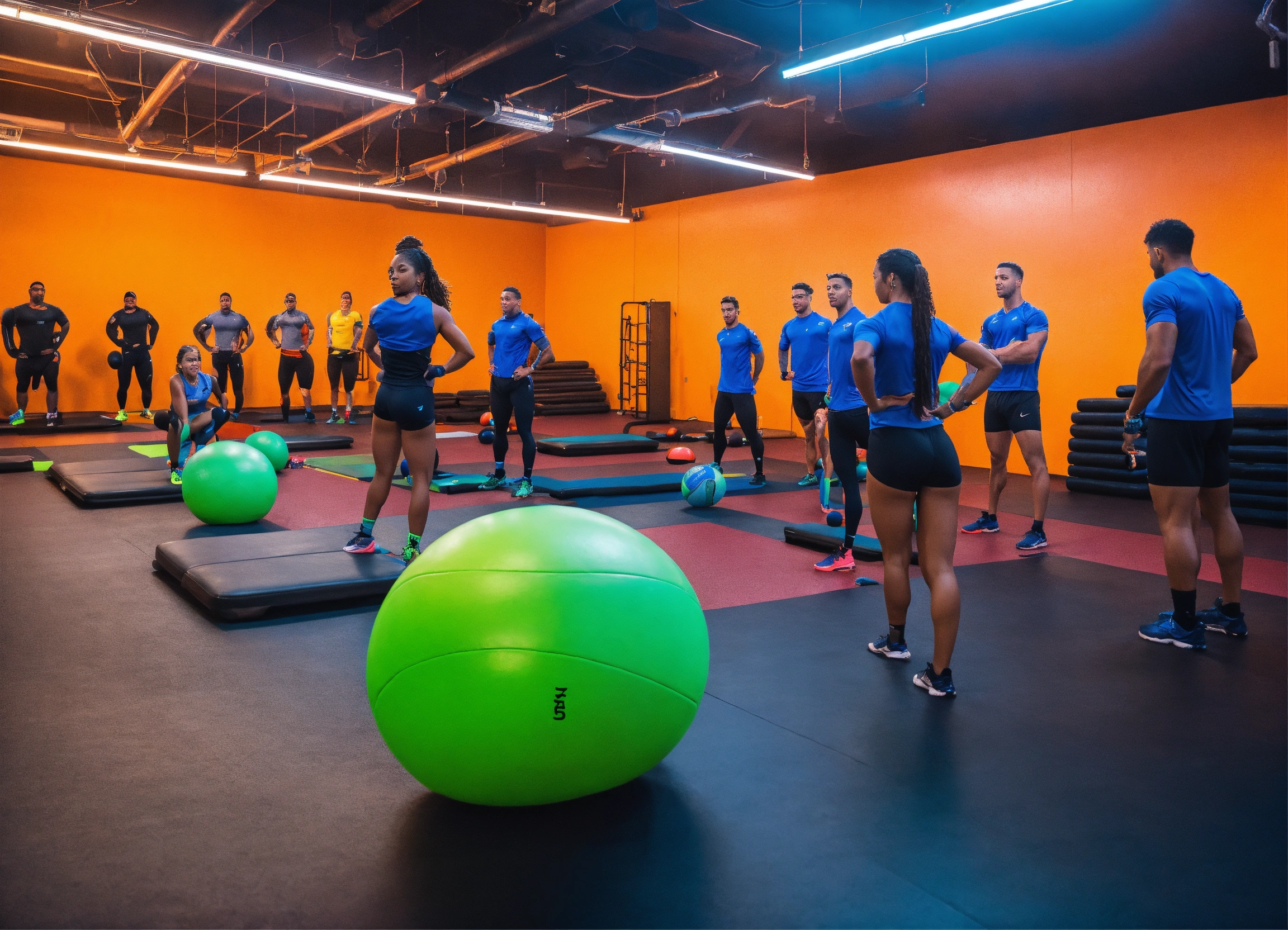Lexica - Athletes presenting exercises to a group of instructors in a ...
