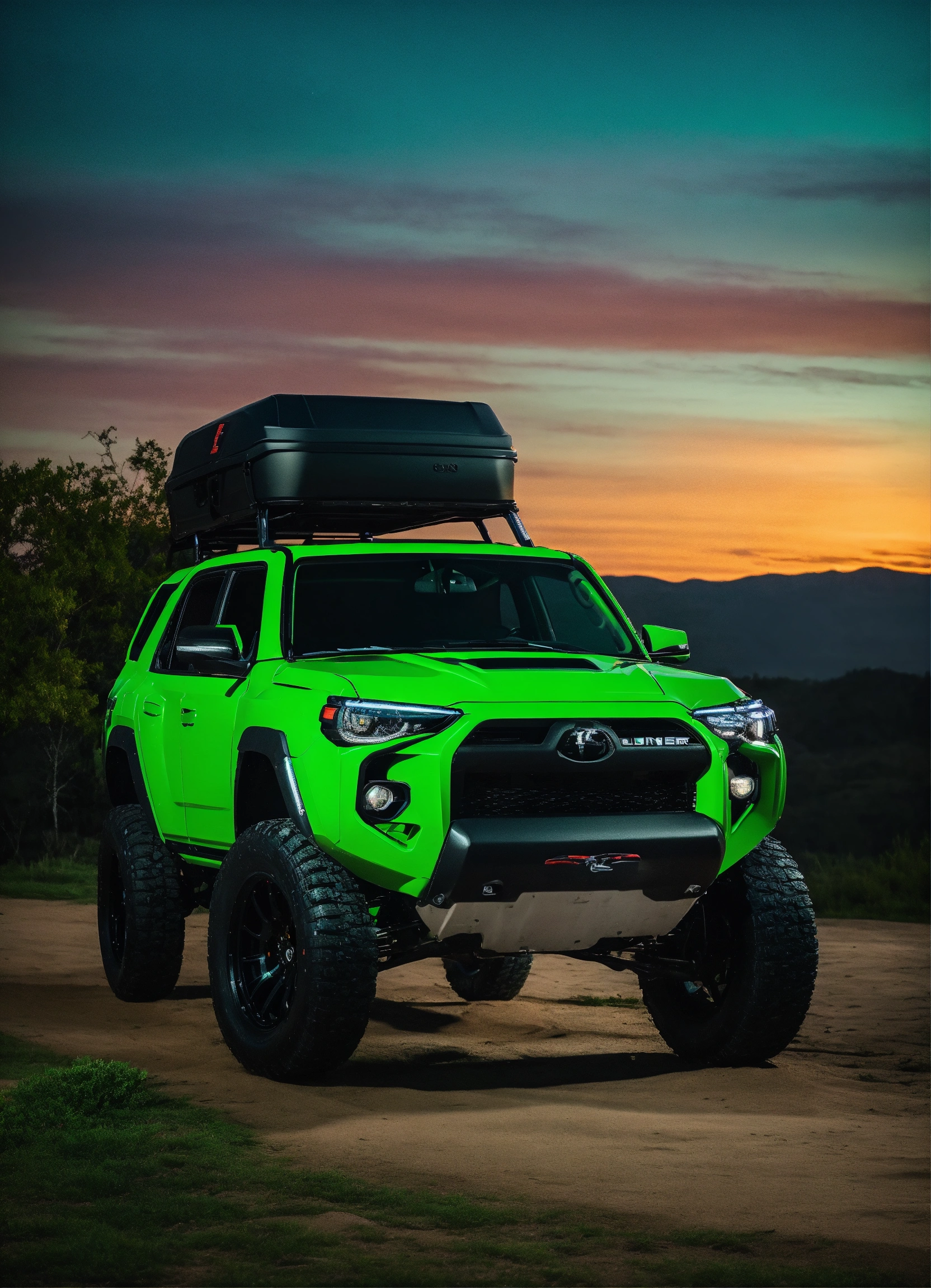 Lexica - 2023 Four Runner lunar green, lifted, sick rims, underglow