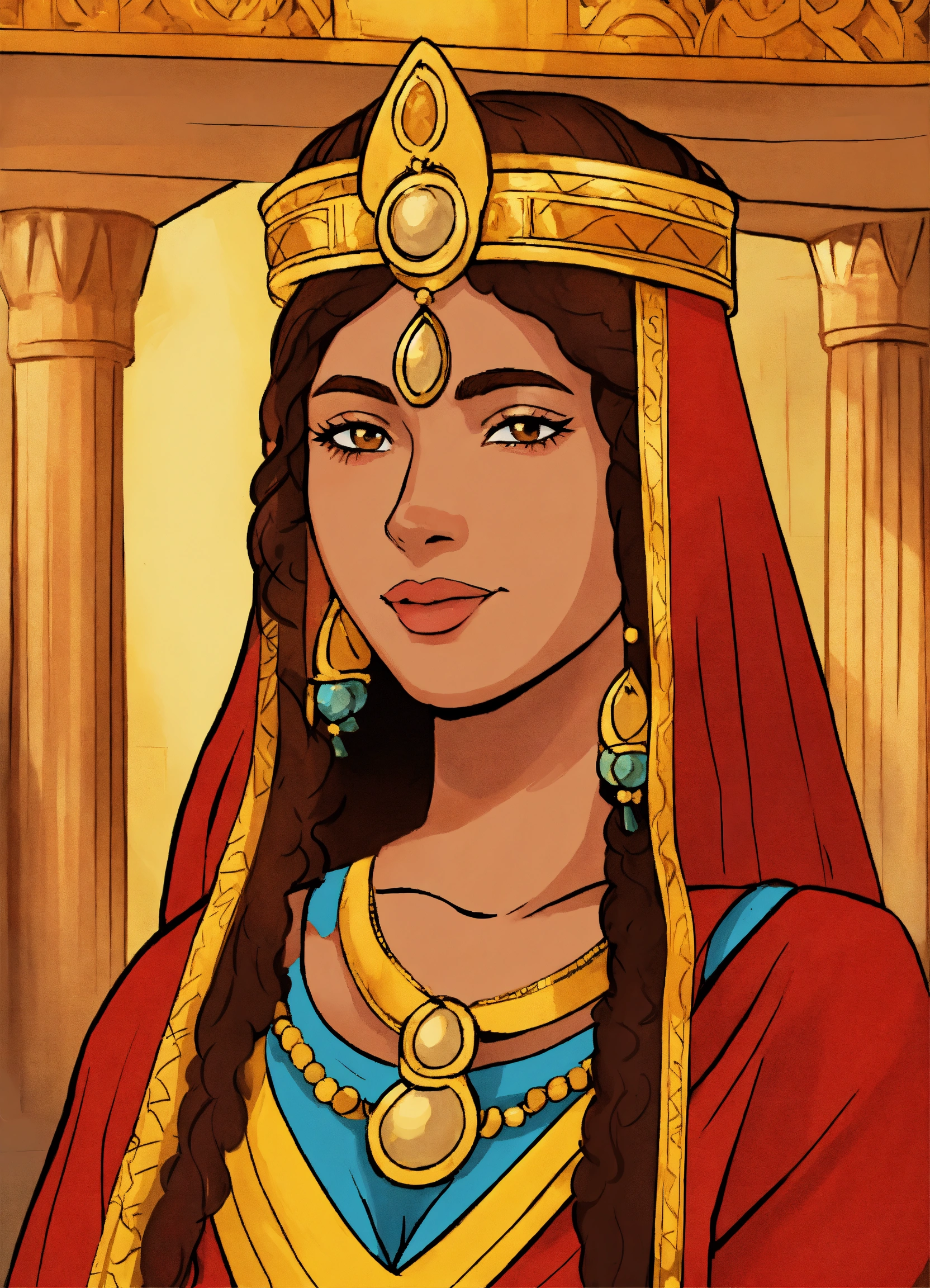 Lexica - Queen esther from the bible, 2d cartoon, face closeup