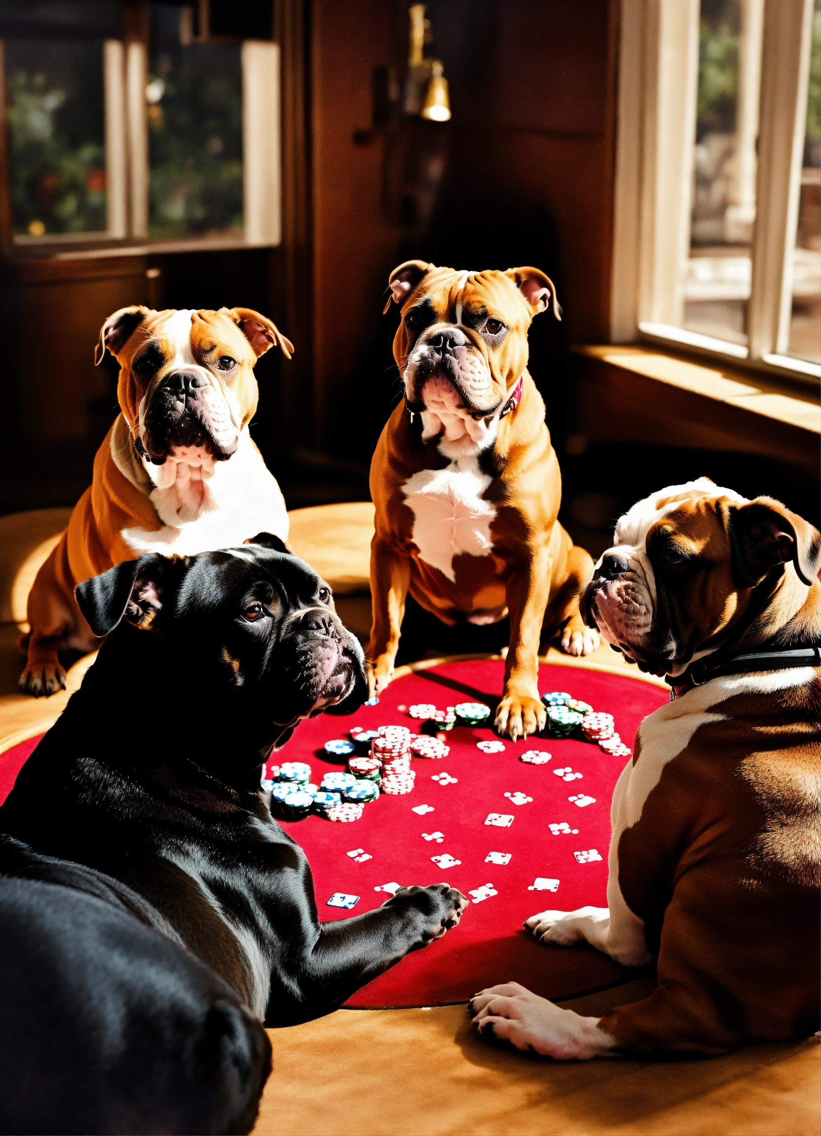 Lexica - A rednose pitbull, bulldog, french bulldog, and a black lab ...