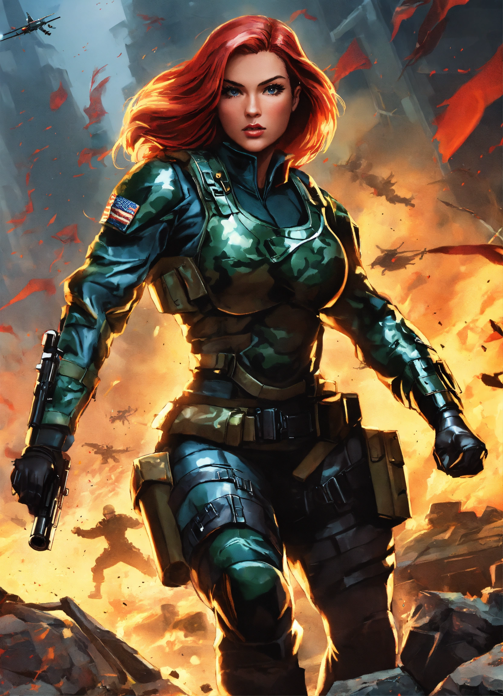 Lexica - Female G. I. Joe Scarlett wearing camo metal military armor in ...