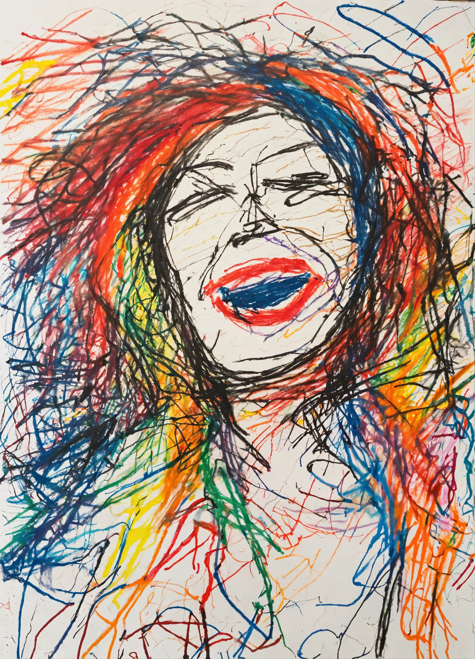 Lexica - Chaotic scribbles of a colorful crayon drawing of an happy ...