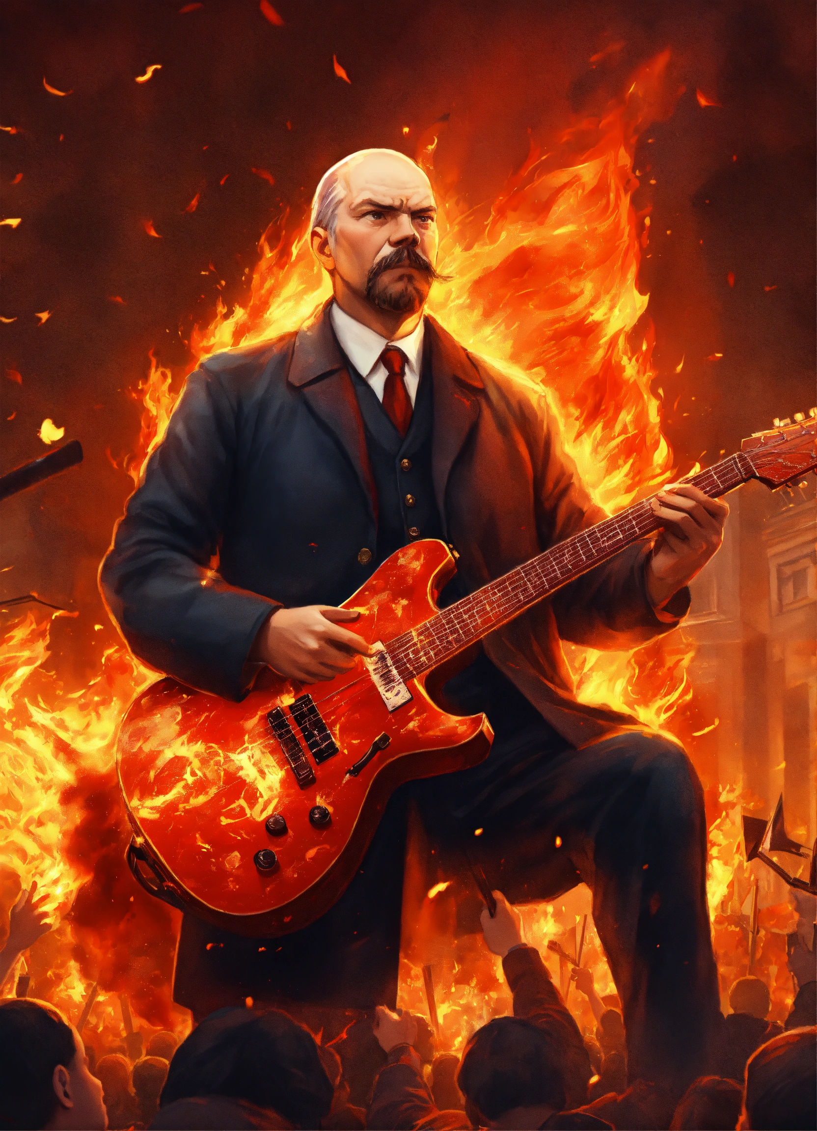 Lexica - Illustration Lenin, with a determined look, is playing a ...