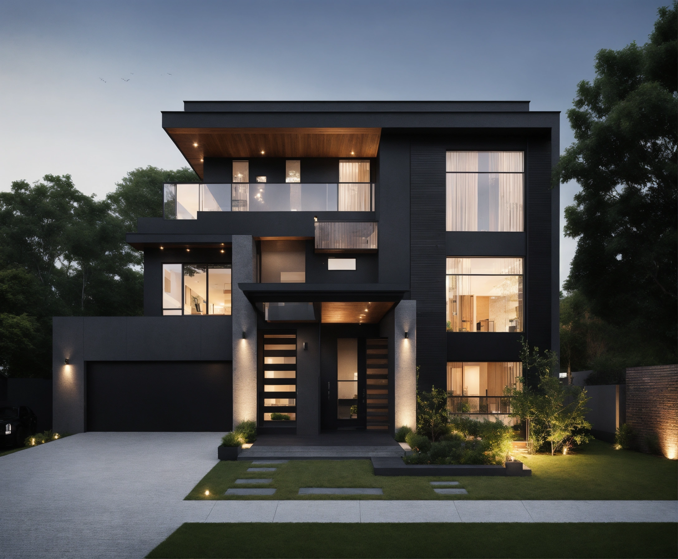 Lexica - Two story houses designs, black house with dark grey, exterior ...