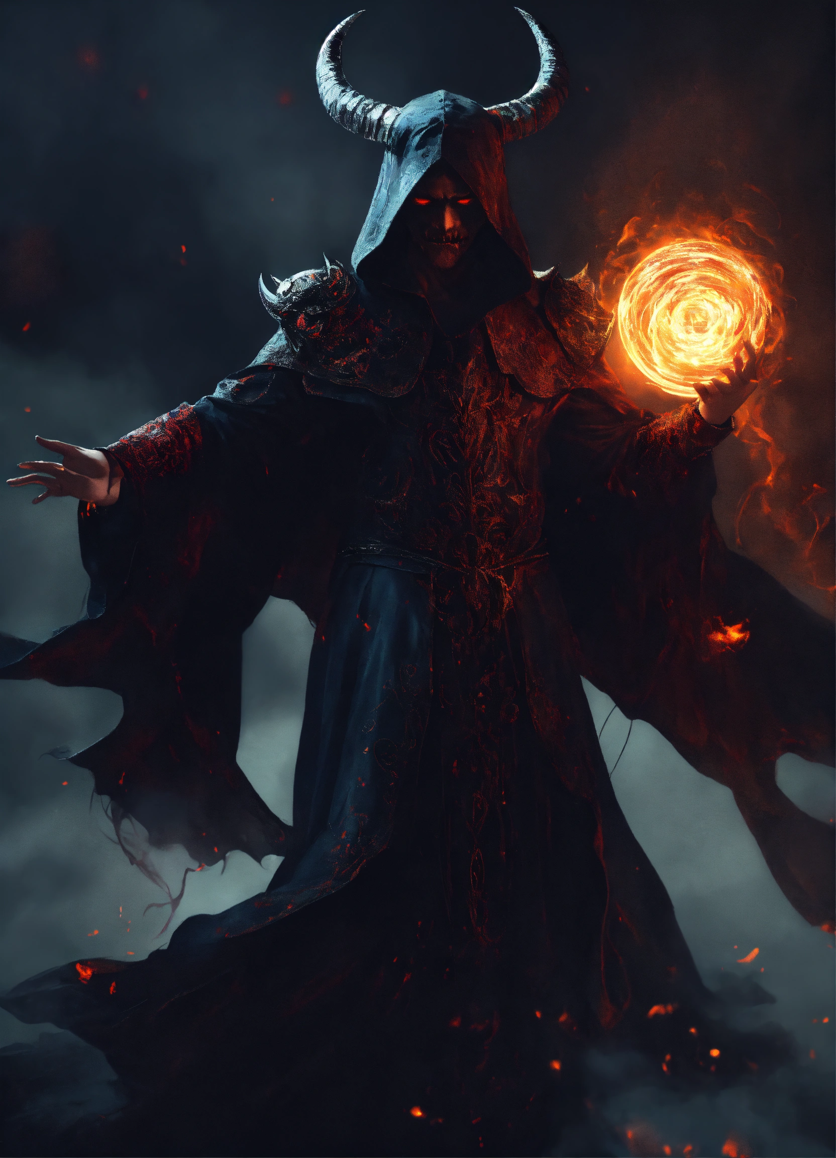 Lexica - A demon sorcerer channeling dark energy. Evil vibes. Creepy ...