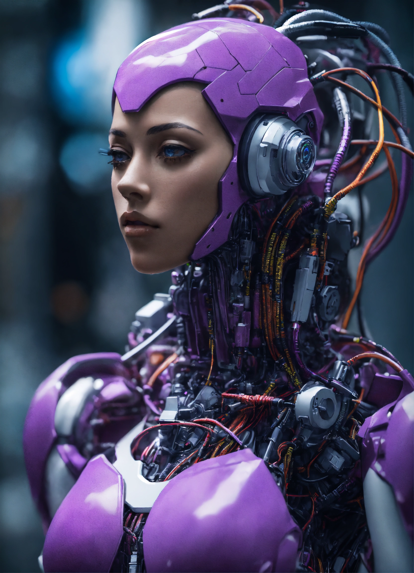 Lexica - Purple electronic system on head humanoid |cyborg woman| with ...