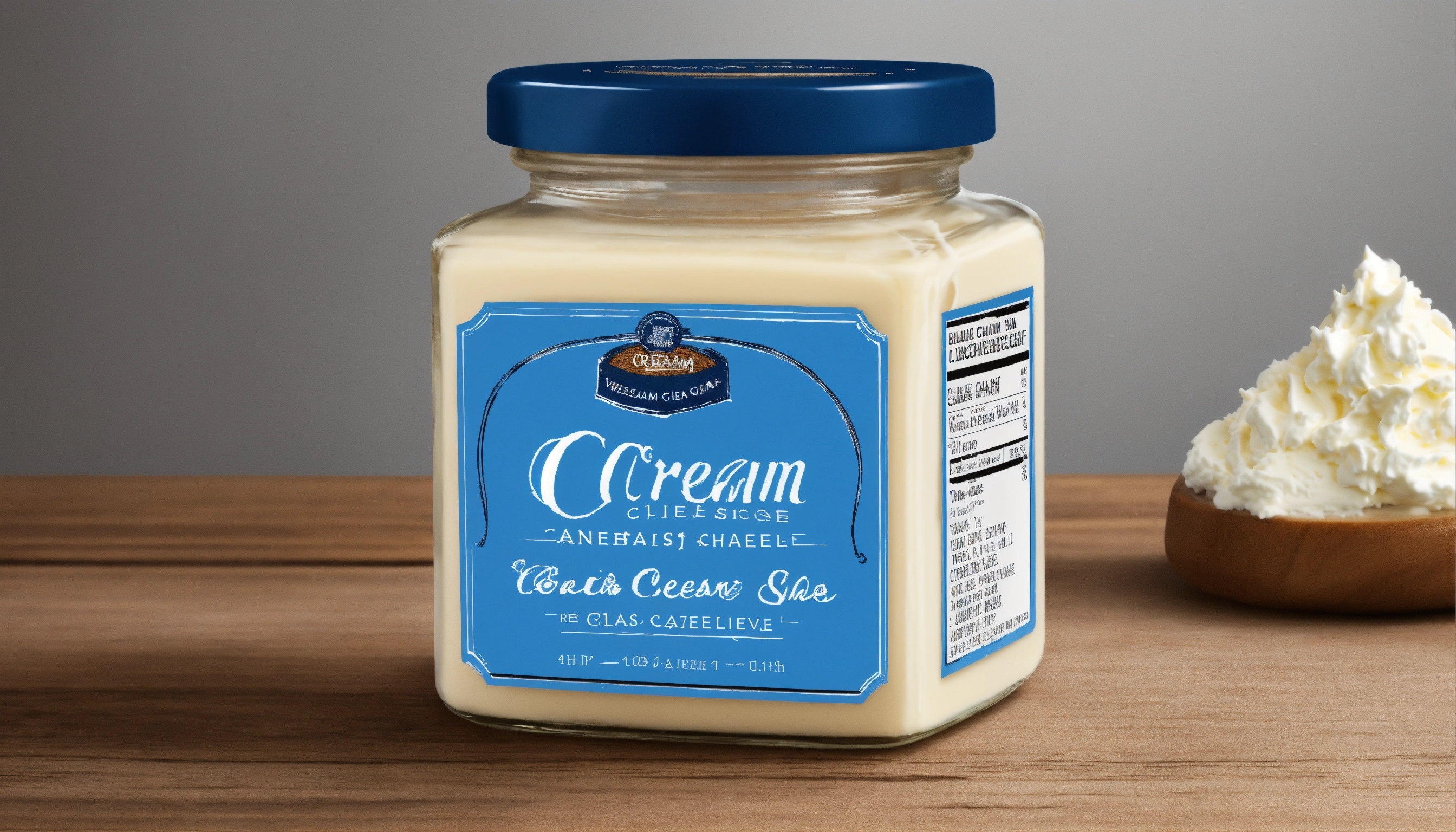 Lexica - Cream cheese packaging glass jar label design blue and white