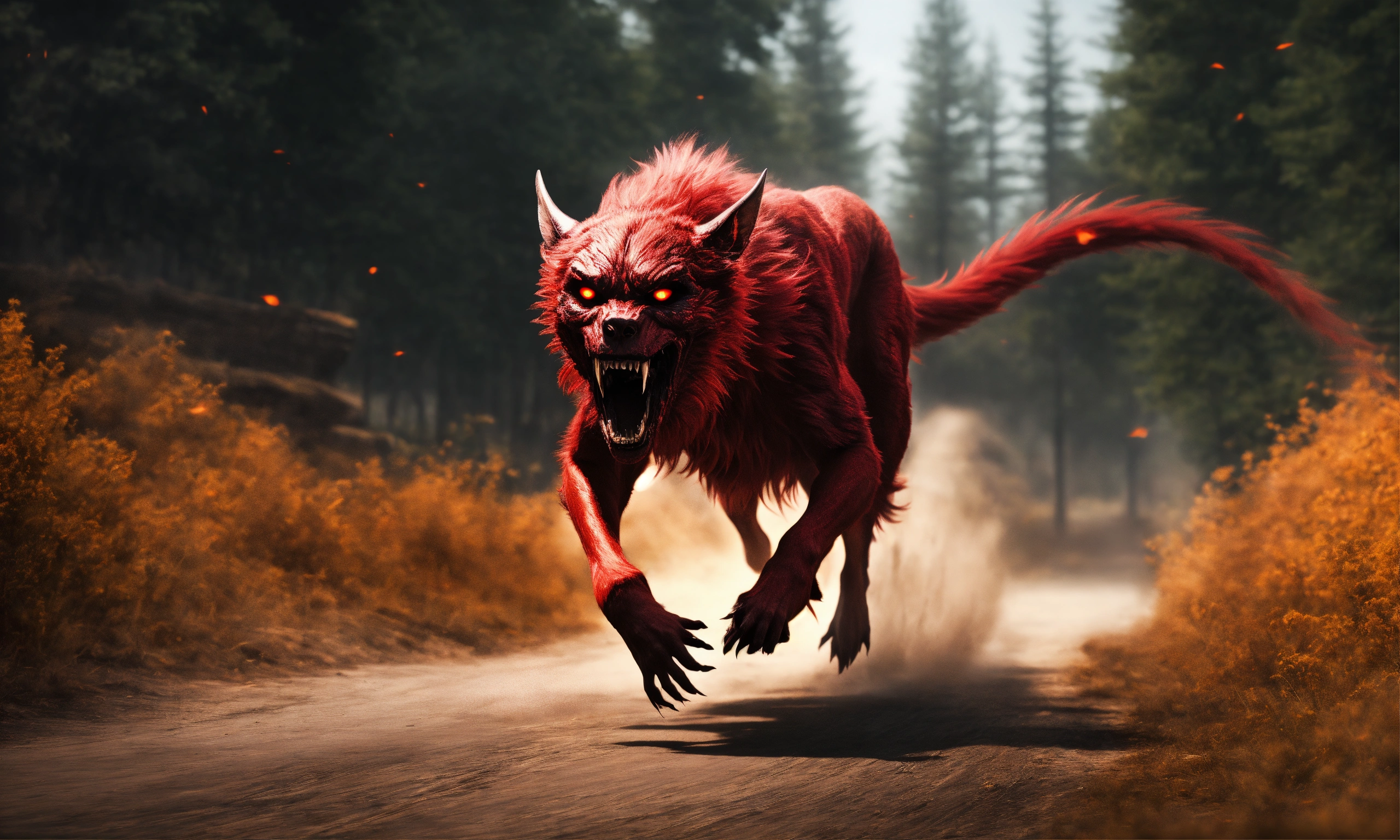 Lexica - Terrifying RED SKINWALKER Running In Ultra Realistic Style