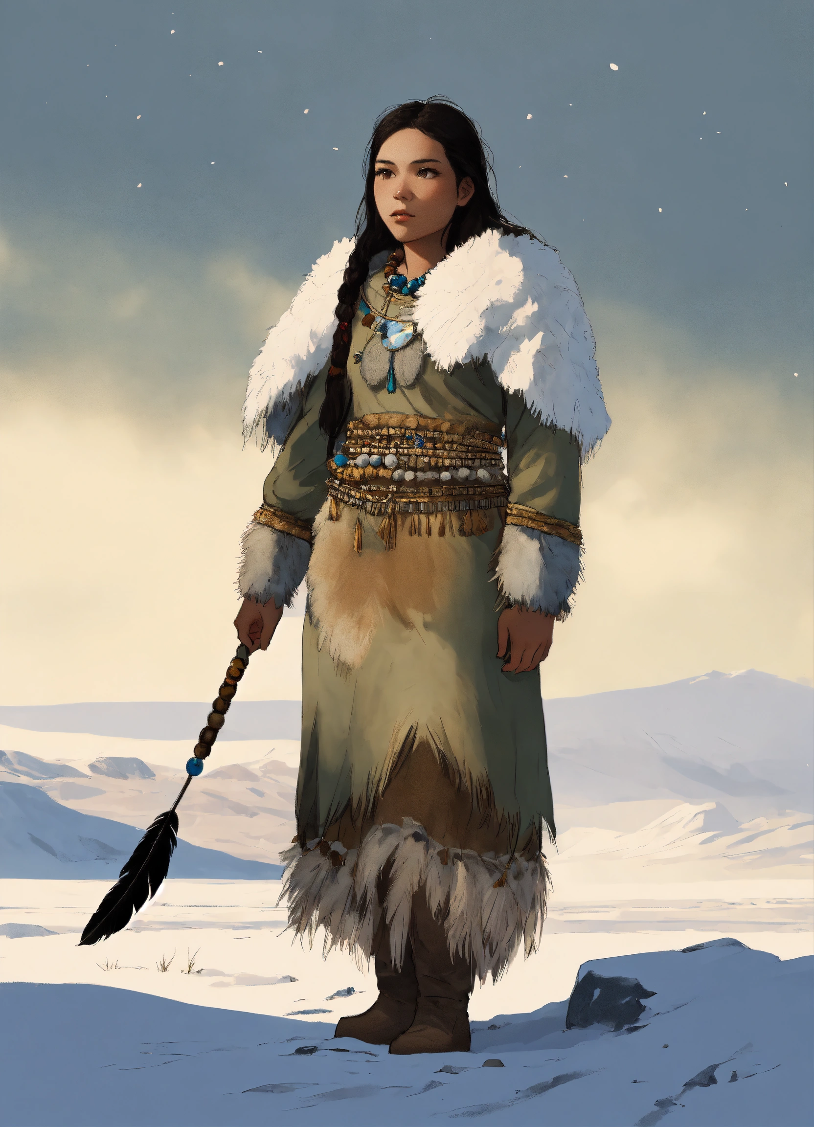 Lexica - Full body Illustration of an inuit woman, young, 18 years old ...