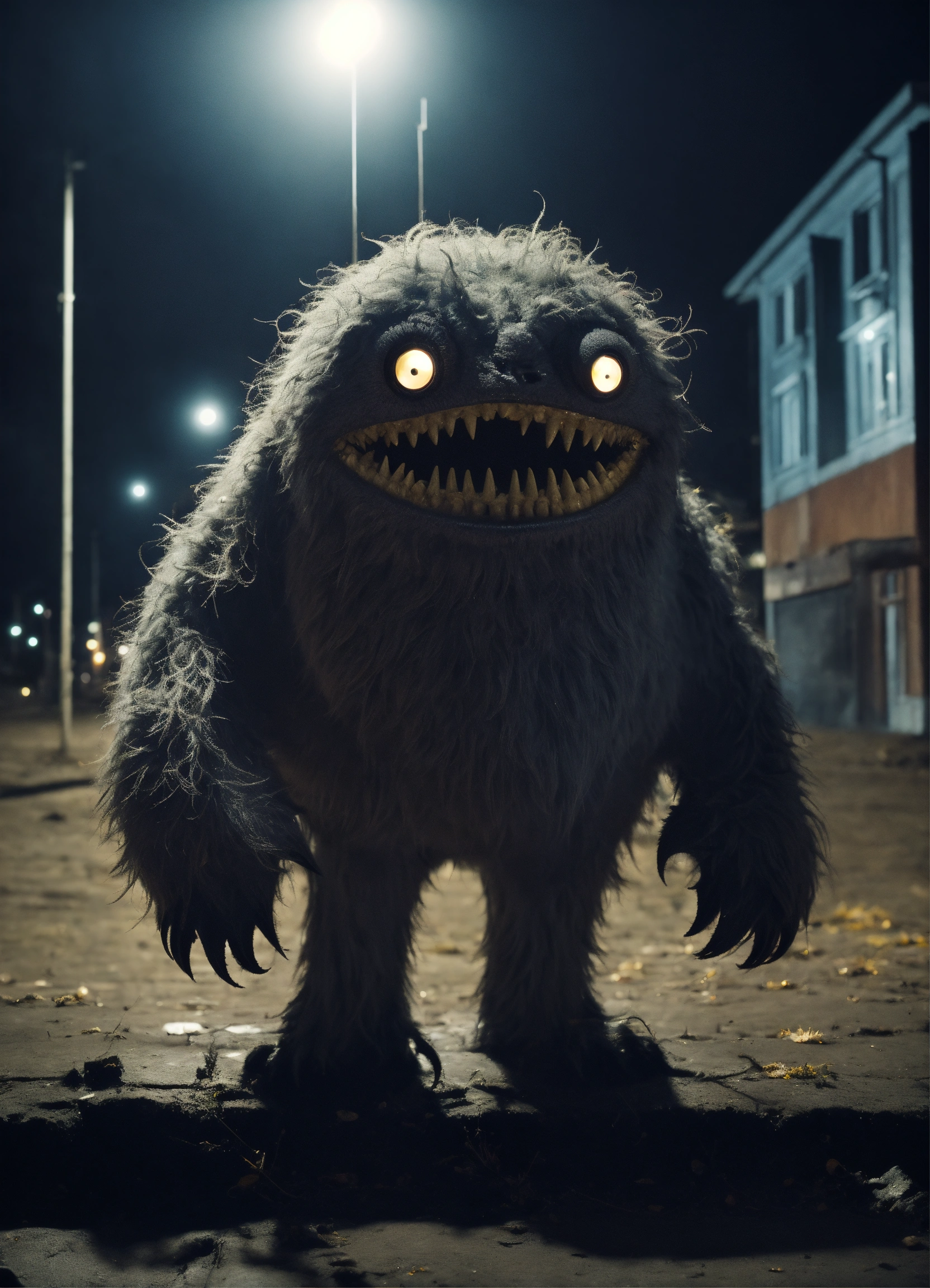 Lexica - Very cute, realistic grey monster whit many eyes standing in ...