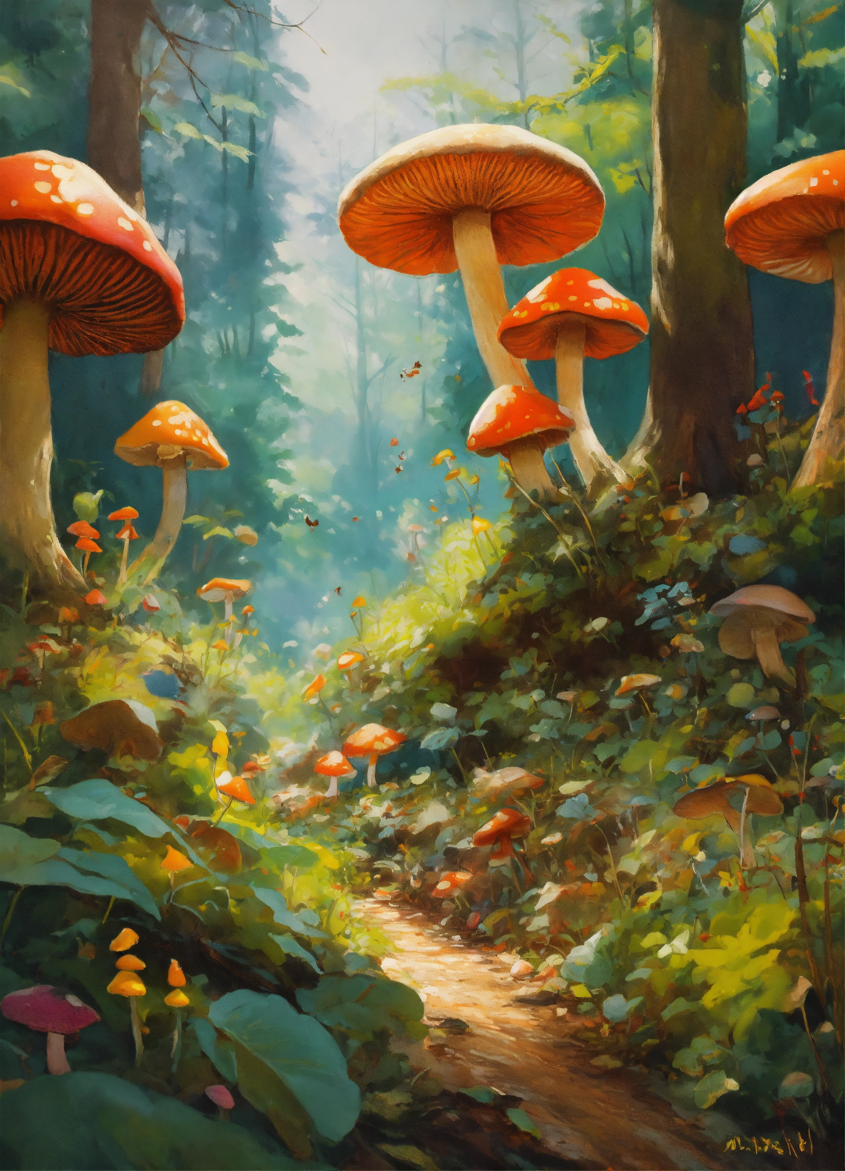 Lexica - In a Neo-Expressionist style, a passionate mushroom hunter or ...