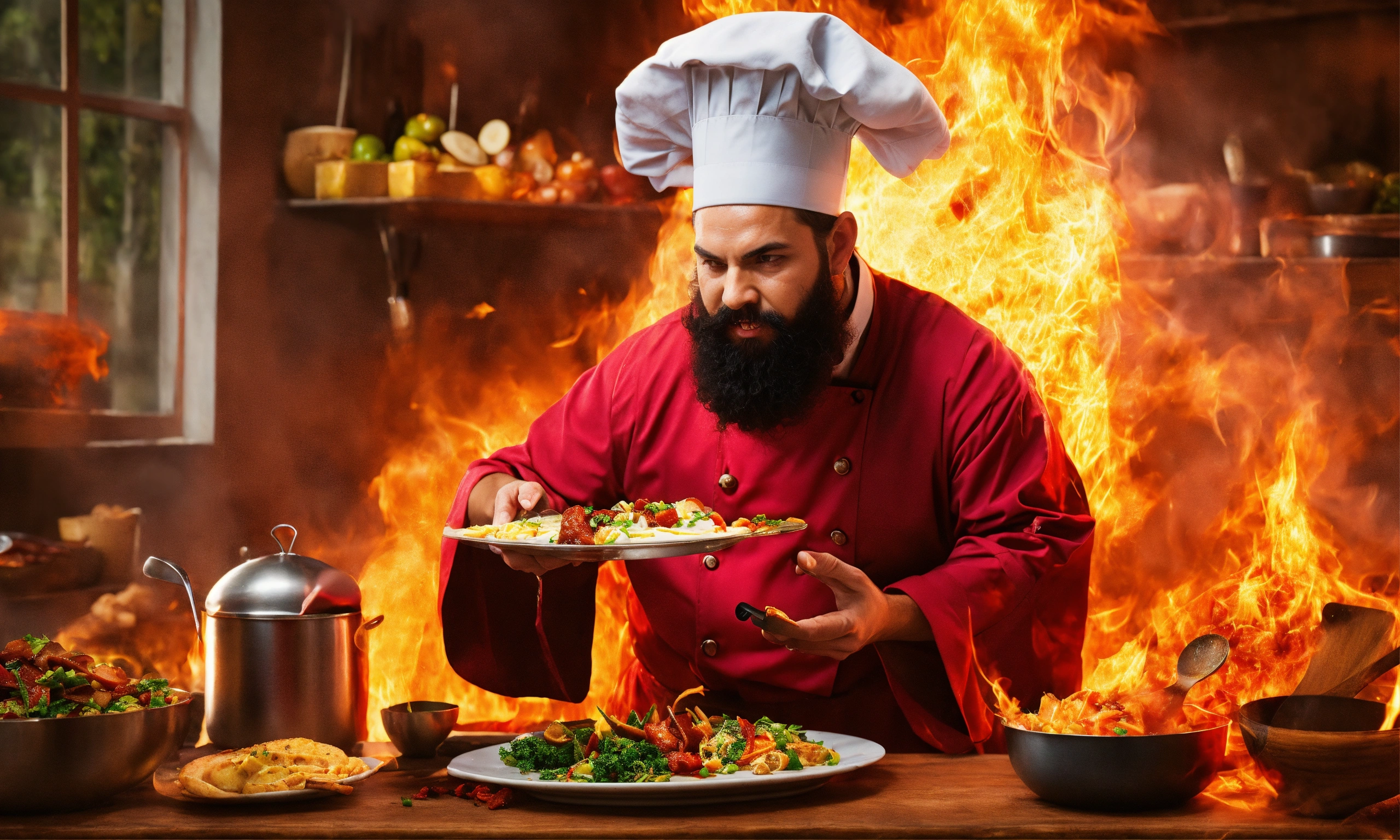 Lexica - Satan disguised as a chef casting his spell on the food