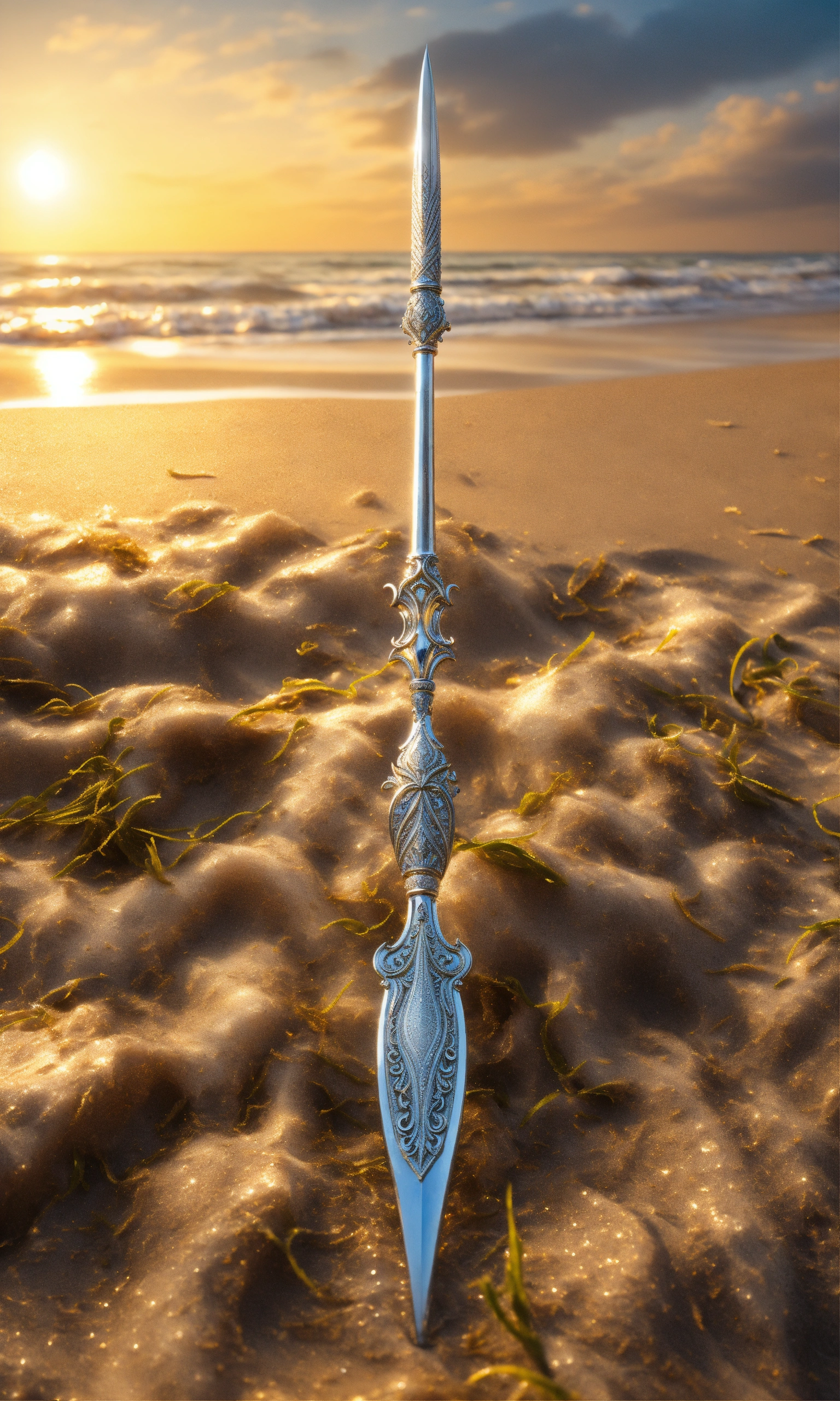 Lexica - 8k, picture of a narrow and delicate toothed spear with sharp ...