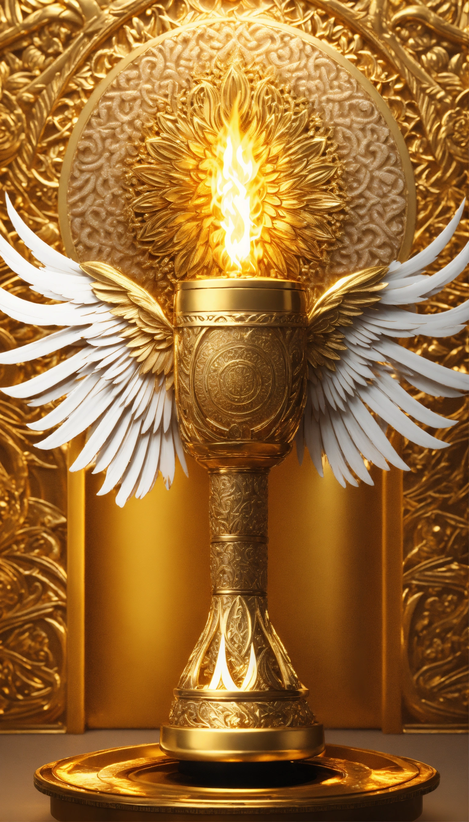 Lexica - Powerful, detailed torch, real, 3D, golden colored torch with ...