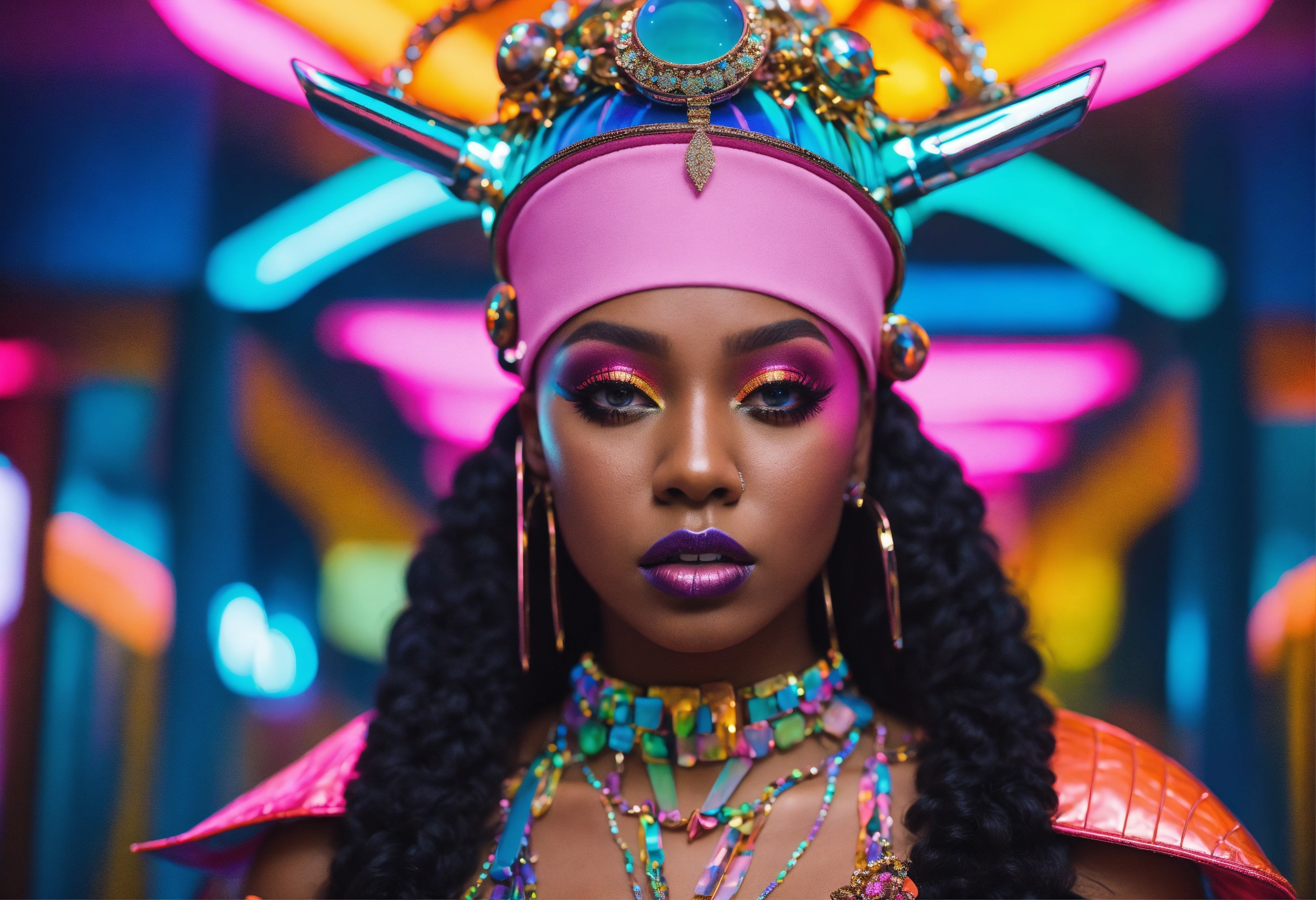 Lexica - A beautiful black female rap artist all pastel sleek ...