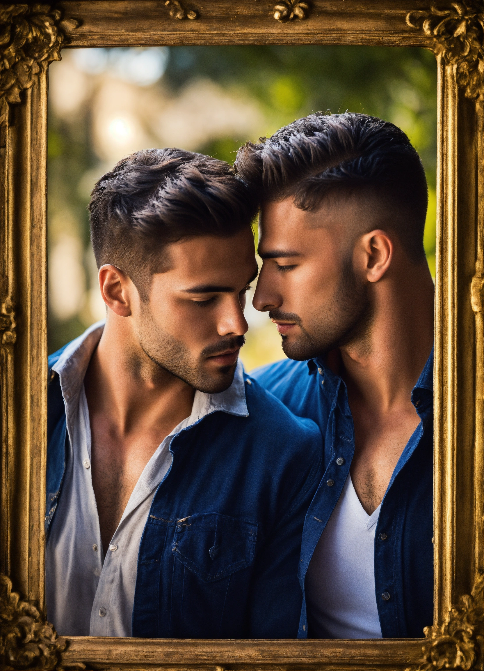 Lexica - Romance book cover photograph with two attractive men in love